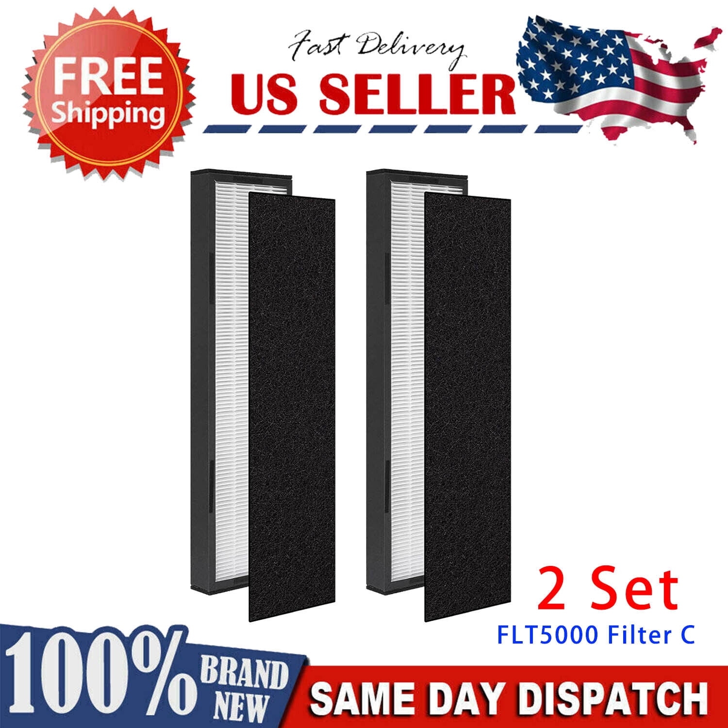 FLT5000 HEPA Air Purifier Replacement Filter C for GermGuardian AC5000E ...