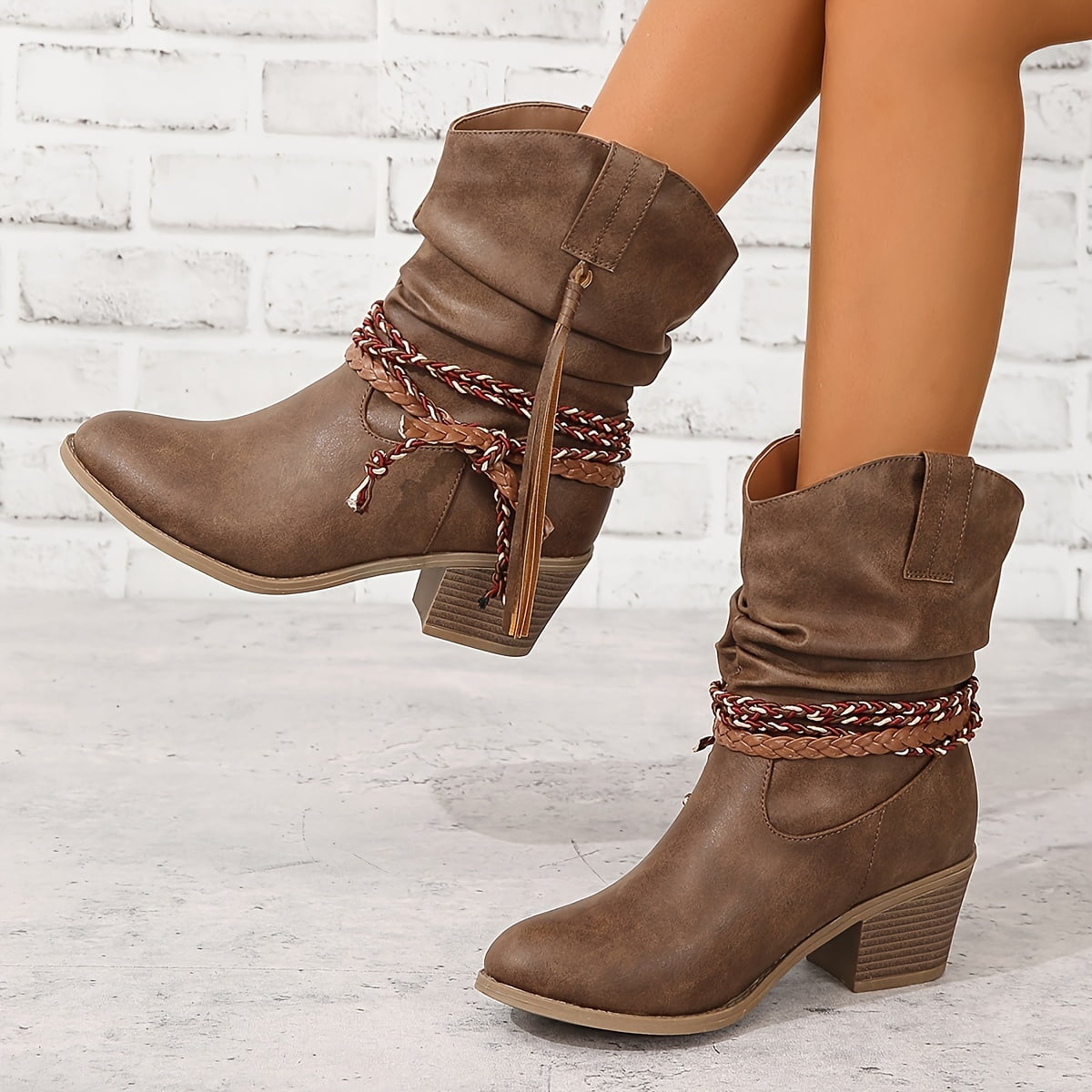 FLTHDD Chic Women‘s Winter Boots - Braided Belt & Playful Tassels ...