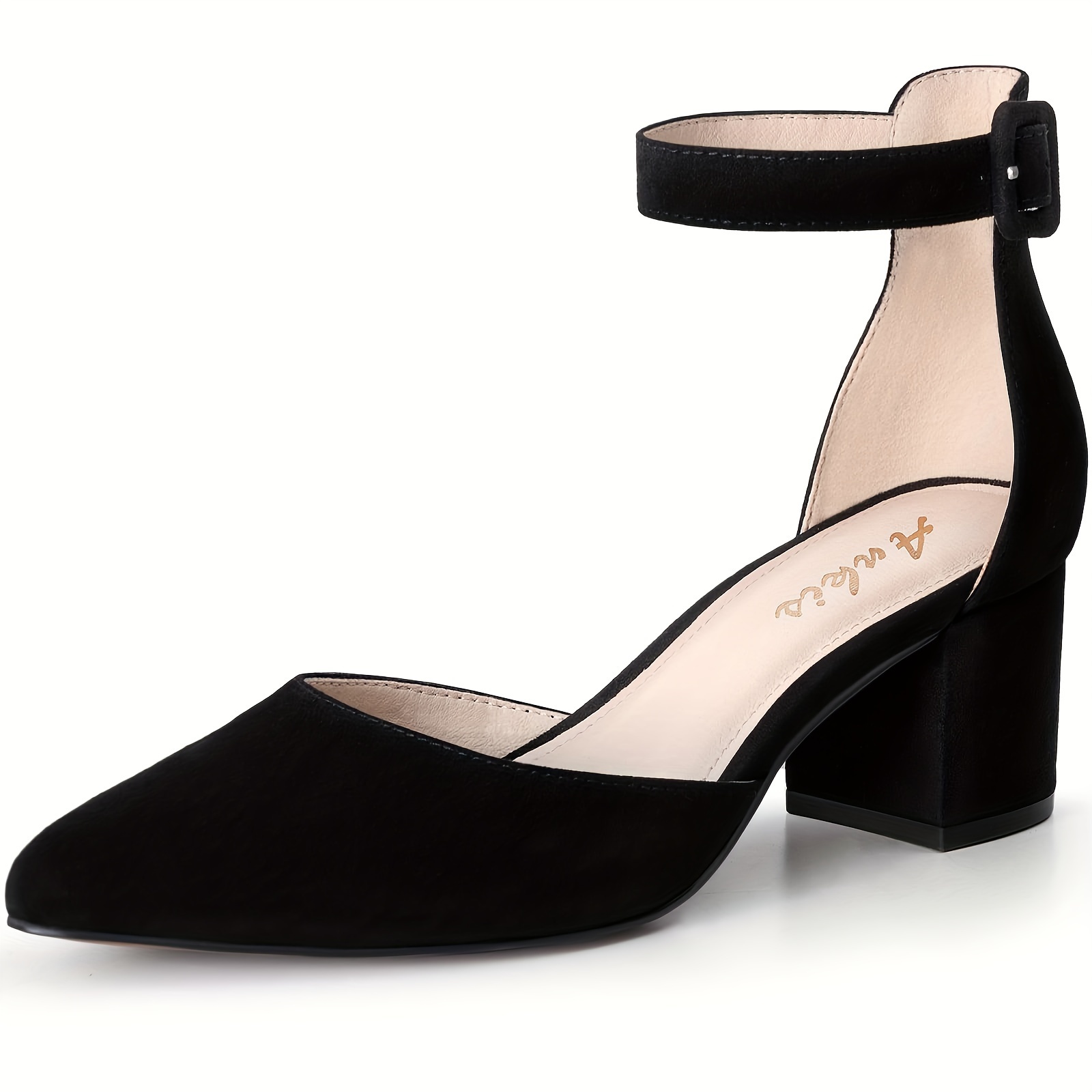 FLTHDD Closed Toe Heels for Women -Black Nude Gold Silver Pointed Toe ...