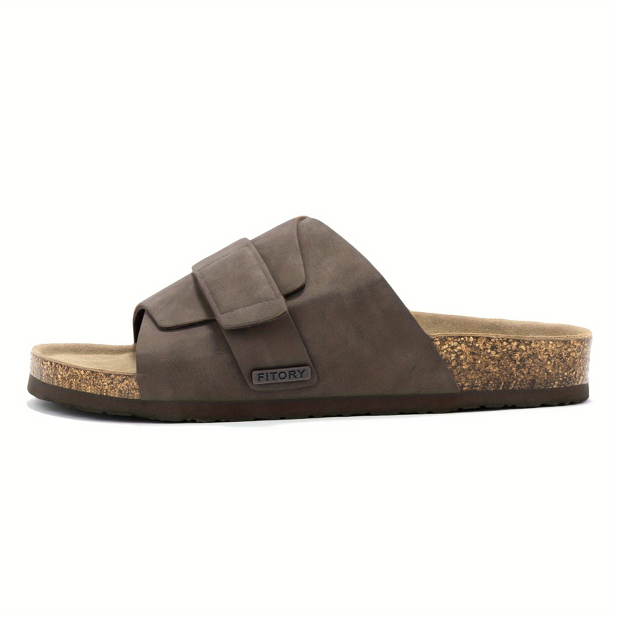 FLTHDD Mens Soft Footbed Sandals Cork Slides with Adjustable Straps ...