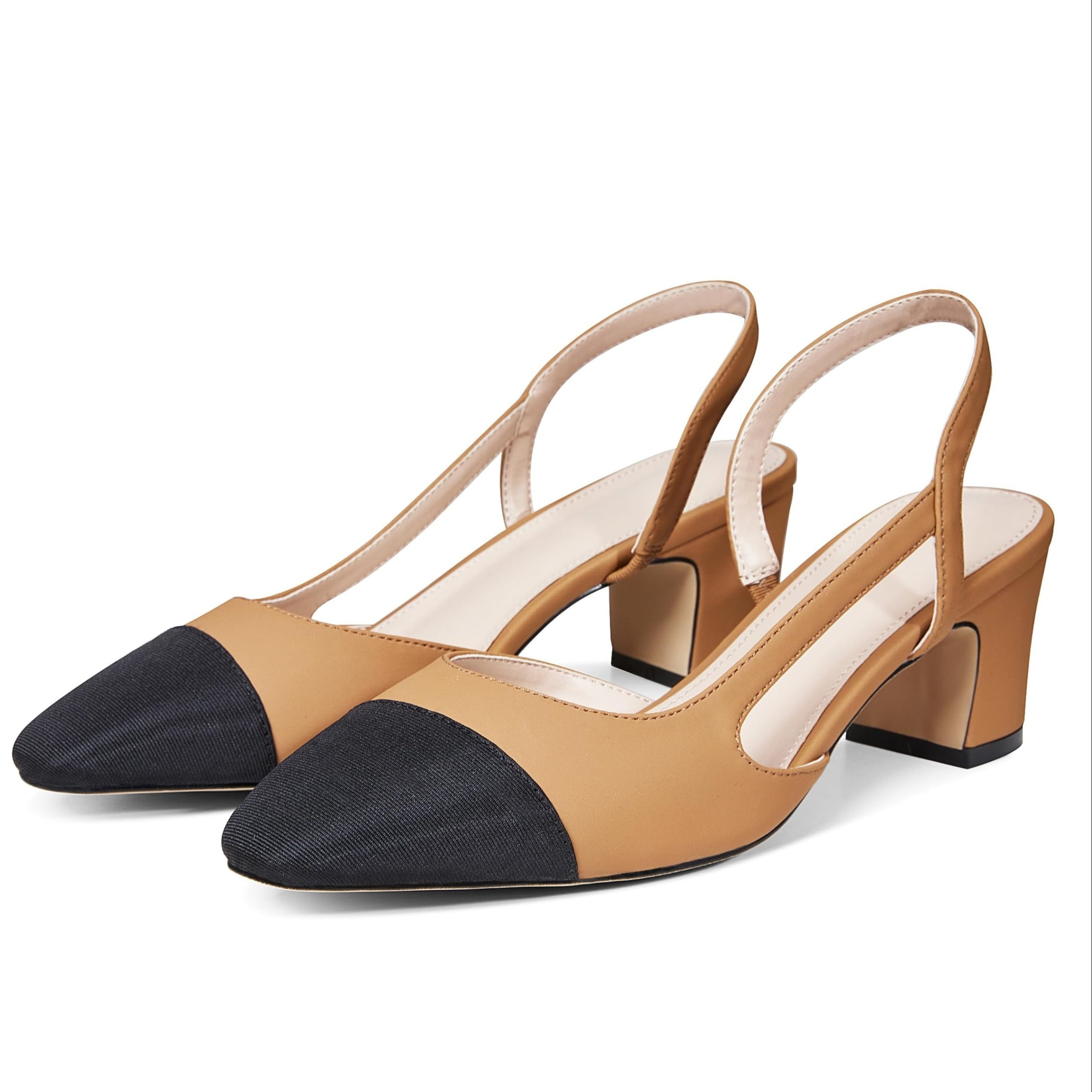 FLTHDD Slingback Heels for Women Pointed Closed Toe Pumps Two Tone ...