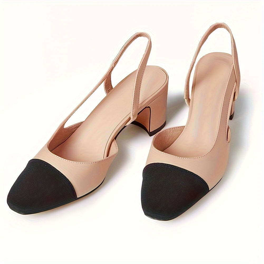 FLTHDD Slingback Heels for Women Pointed Closed Toe Pumps Two Tone ...