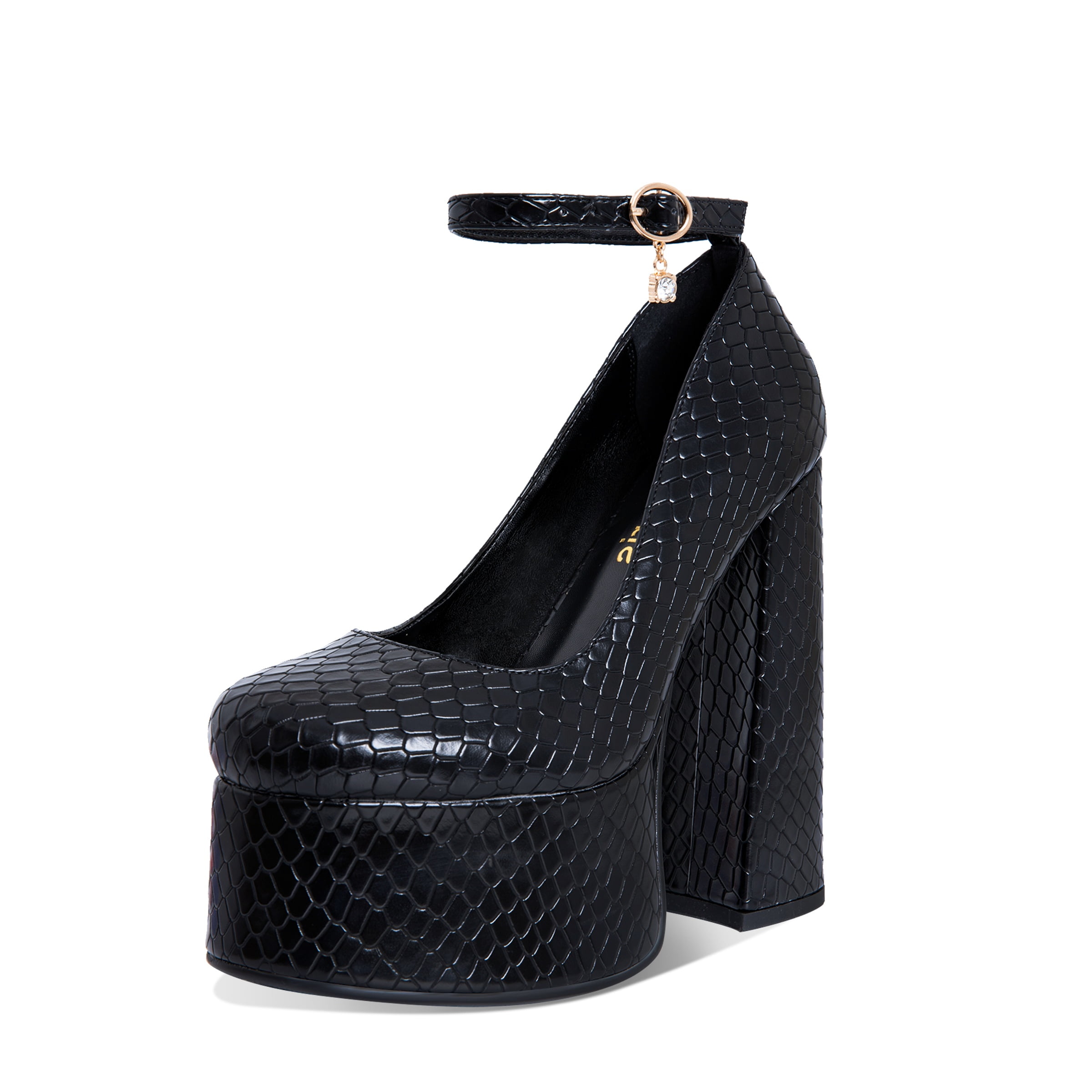 FLTHDD Women‘s High Chunky Platform Heels Square Closed Toe Block Ankle ...