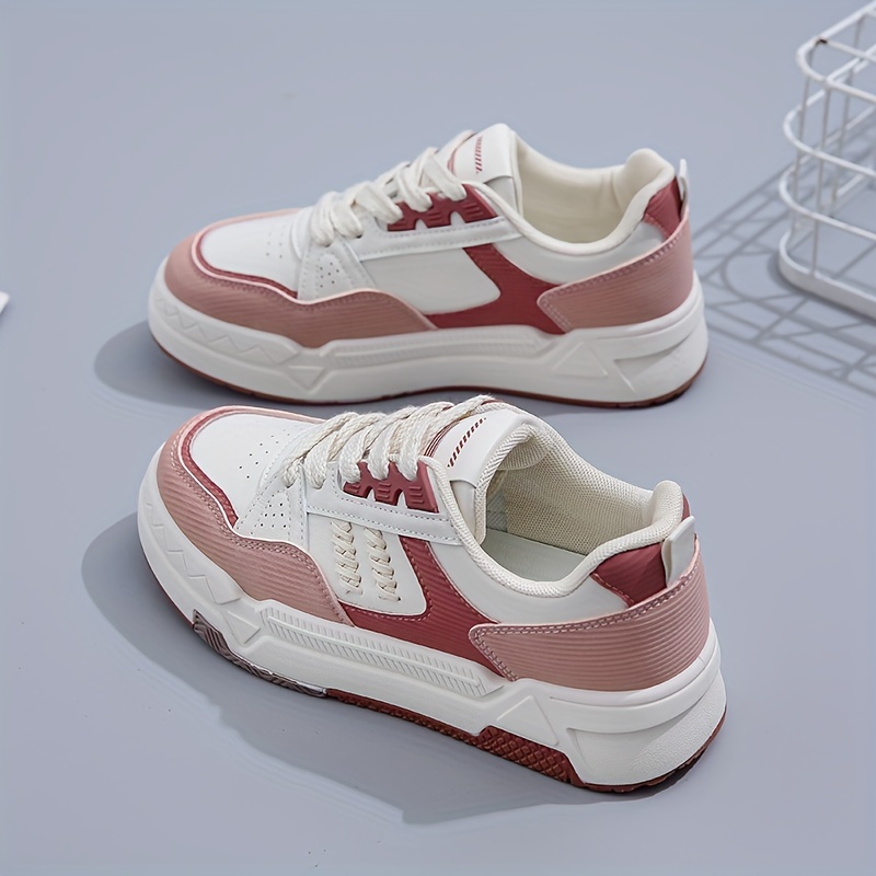 FLTHDD Women‘s Solid Color Casual Sneakers Lace Up Platform Soft Sole ...