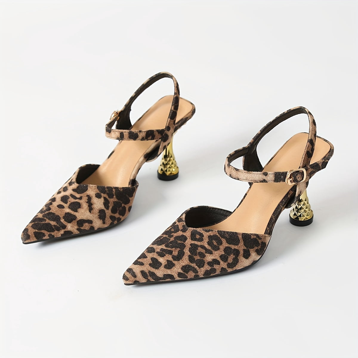 FLTHDD Women‘s Summer Leopard Print Pointed-Toe Kitten Heels Elegant ...