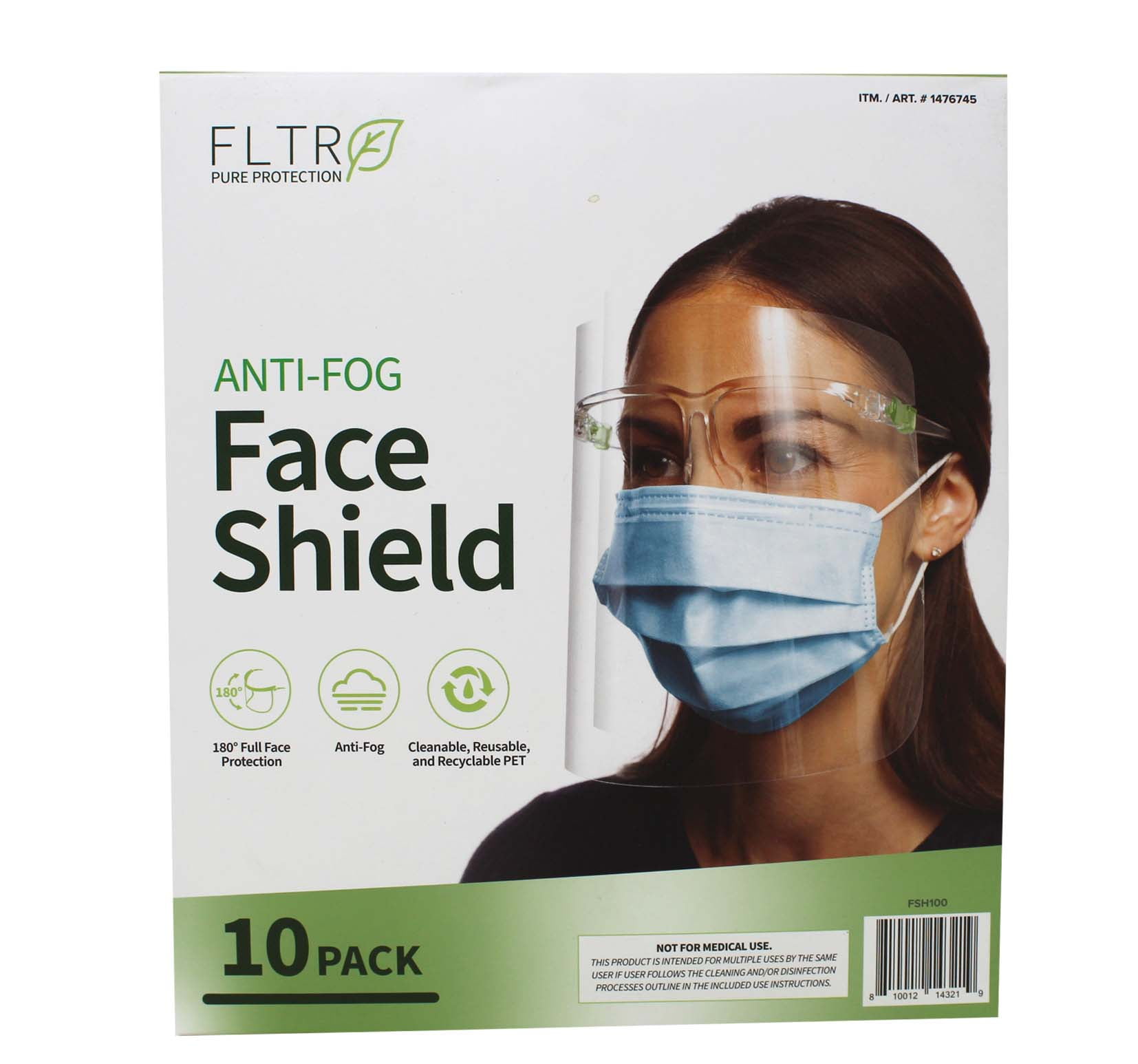 FLTR Anti-Fog Face Shield, Clear Protective Plastic, 180Â° Full Face ...