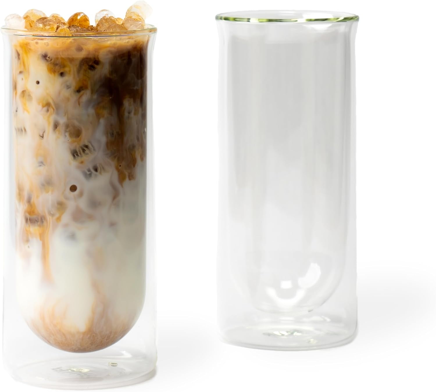 FLUR Iced Coffee Glasses (Set of 2) Perfect for Iced Coffee, Cold Brew ...