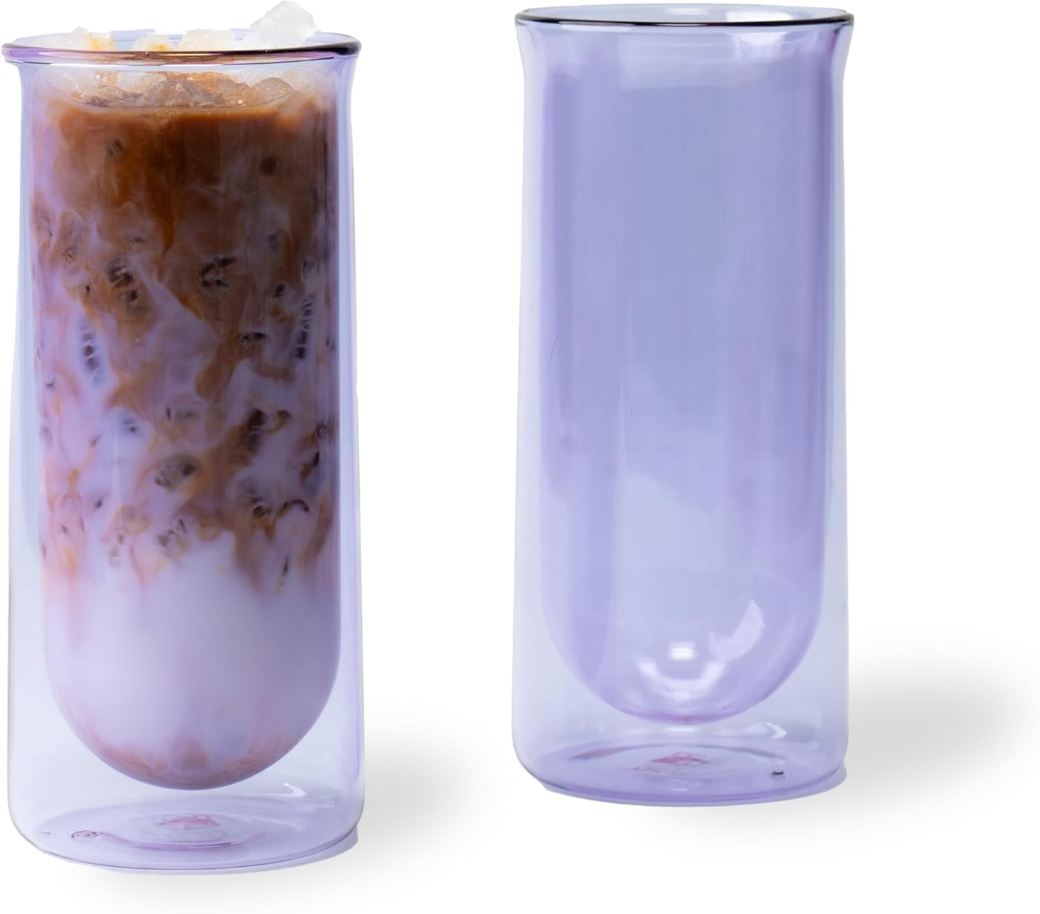 FLUR Iced Coffee Glasses (Set of 2) Perfect for Iced Coffee, Cold Brew ...