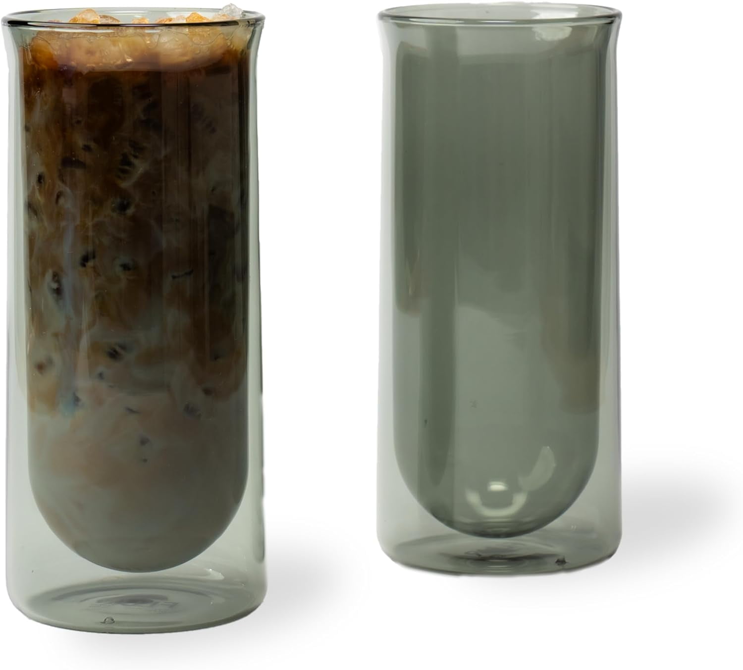 FLUR Iced Coffee Glasses (Set of 2) Perfect for Iced Coffee, Cold Brew ...