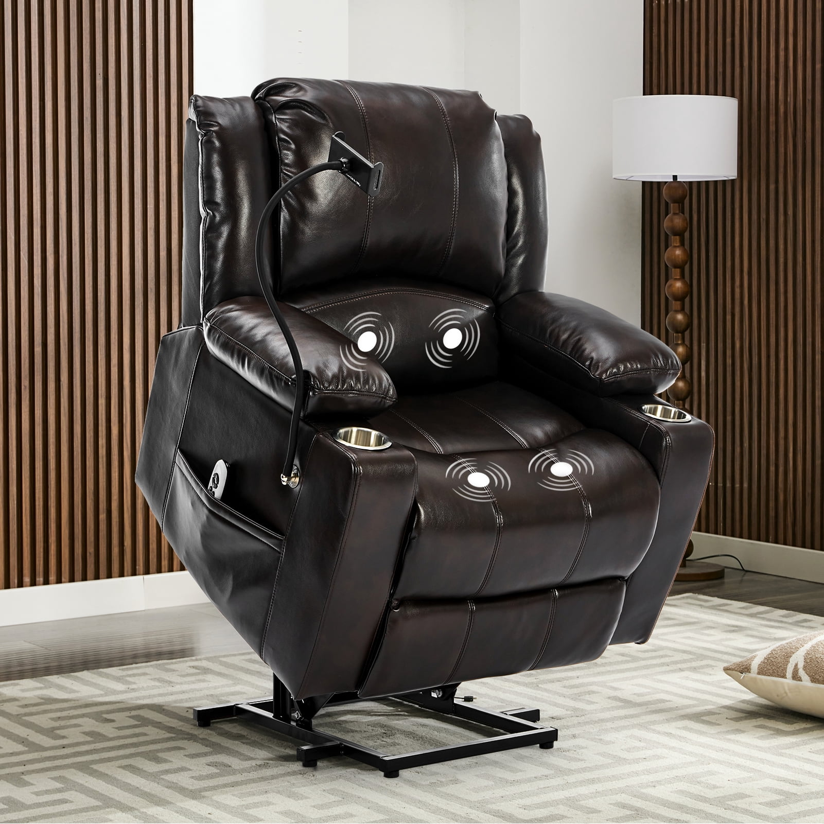 FLUSGO Power Lift Recliner Standing Chair with Massage, Breathable ...