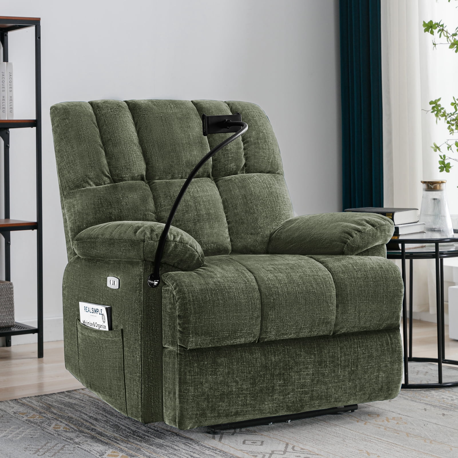 FLUSGO Power Overstuffed Recliner Chair with Phone Holder, USB Port ...