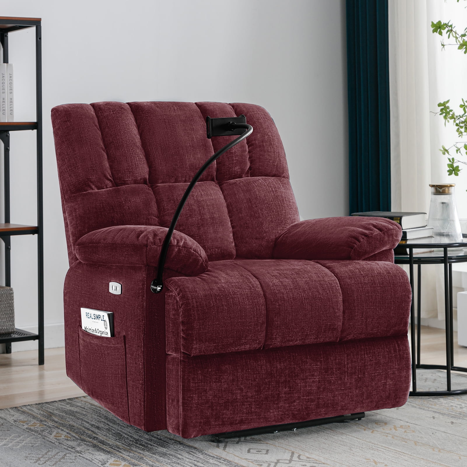 FLUSGO Power Overstuffed Recliner Chair with Phone Holder, USB Port ...