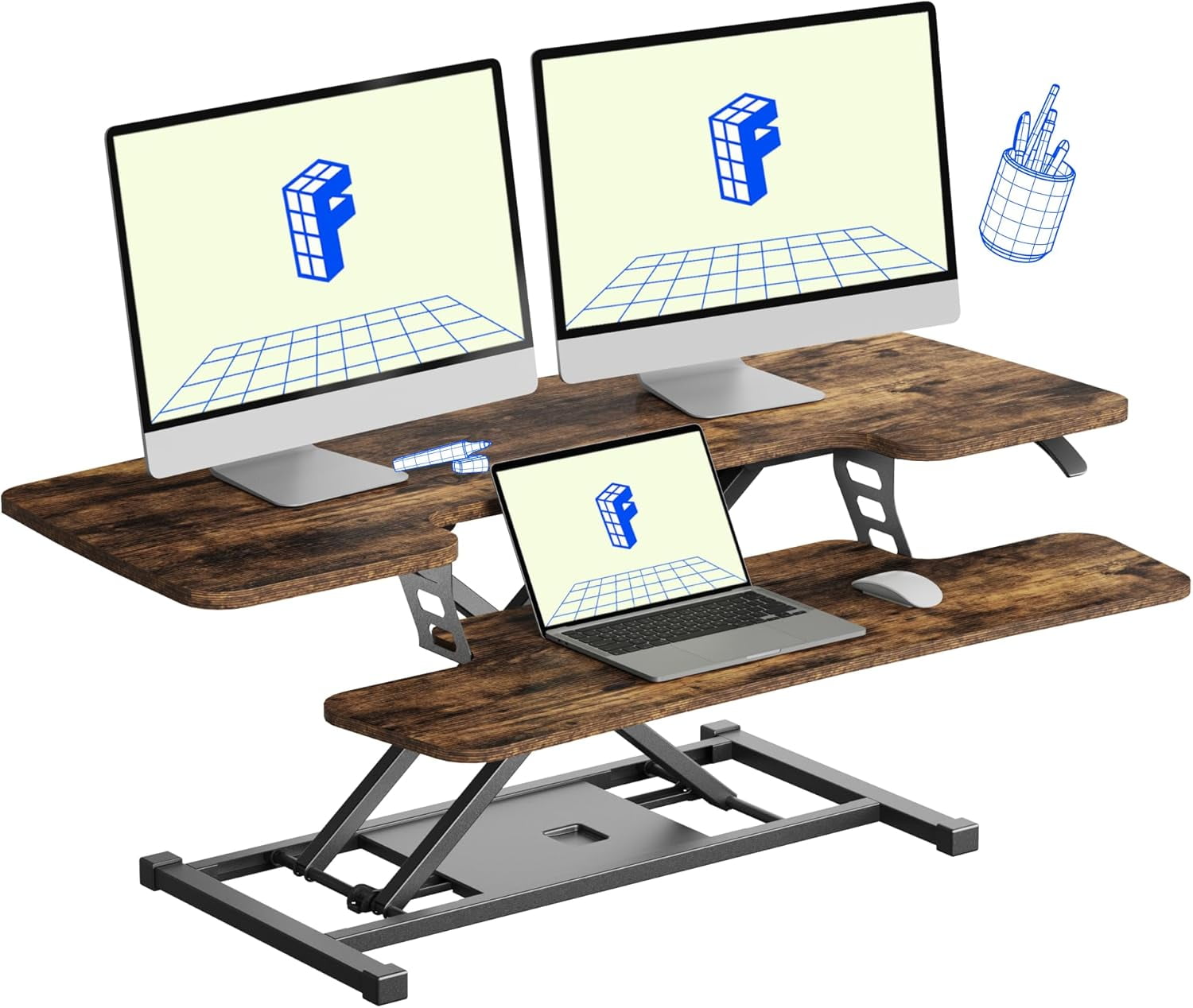 FLXISPOT Standing Desk Converter, Height Adjustable Riser, Manual Lift ...