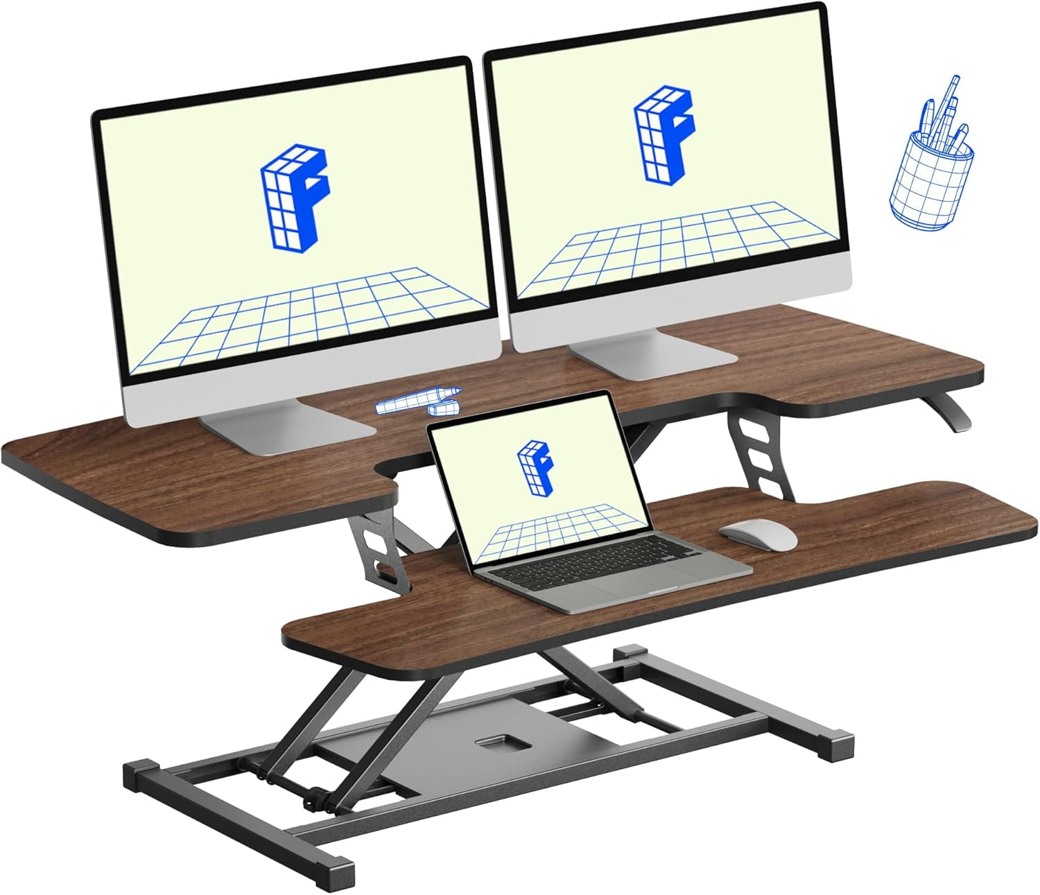 FLXISPOT Standing Desk Converter, Height Adjustable Riser, Manual Lift ...