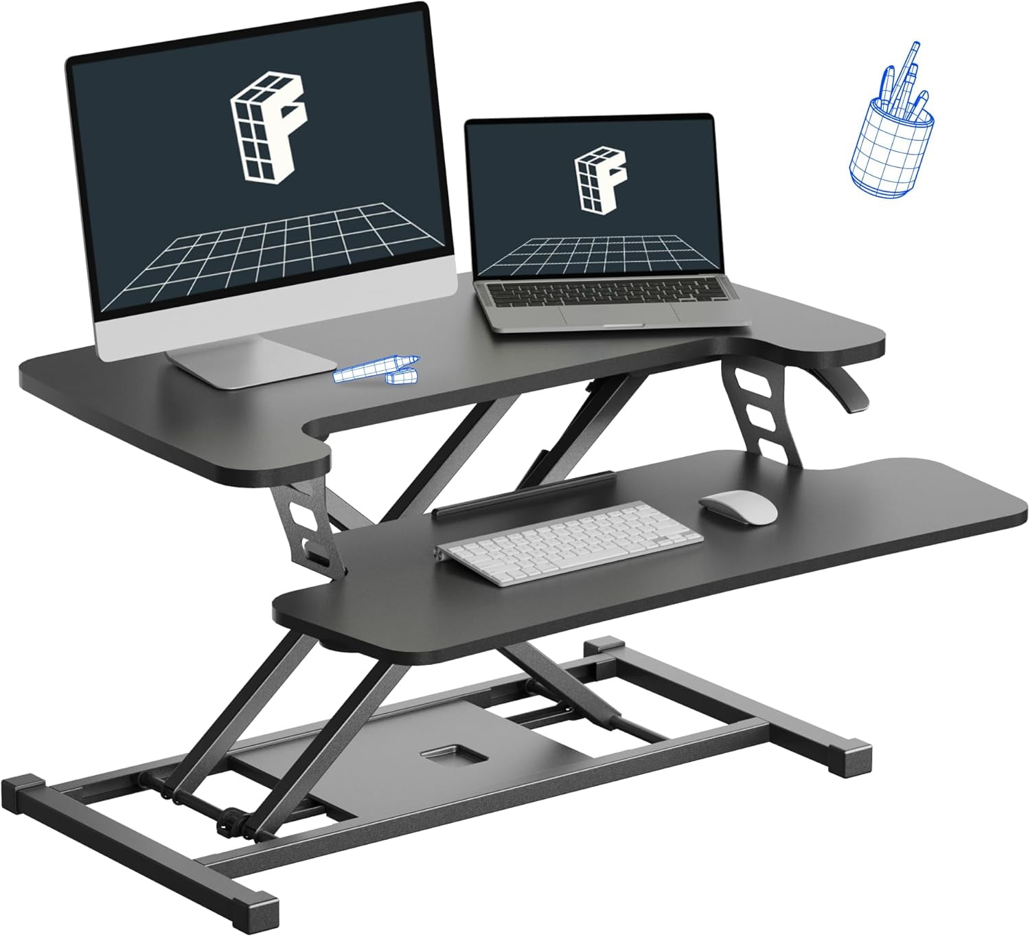 FLXISPOT Standing Desk Converter, Height Adjustable Riser, Manual Lift ...