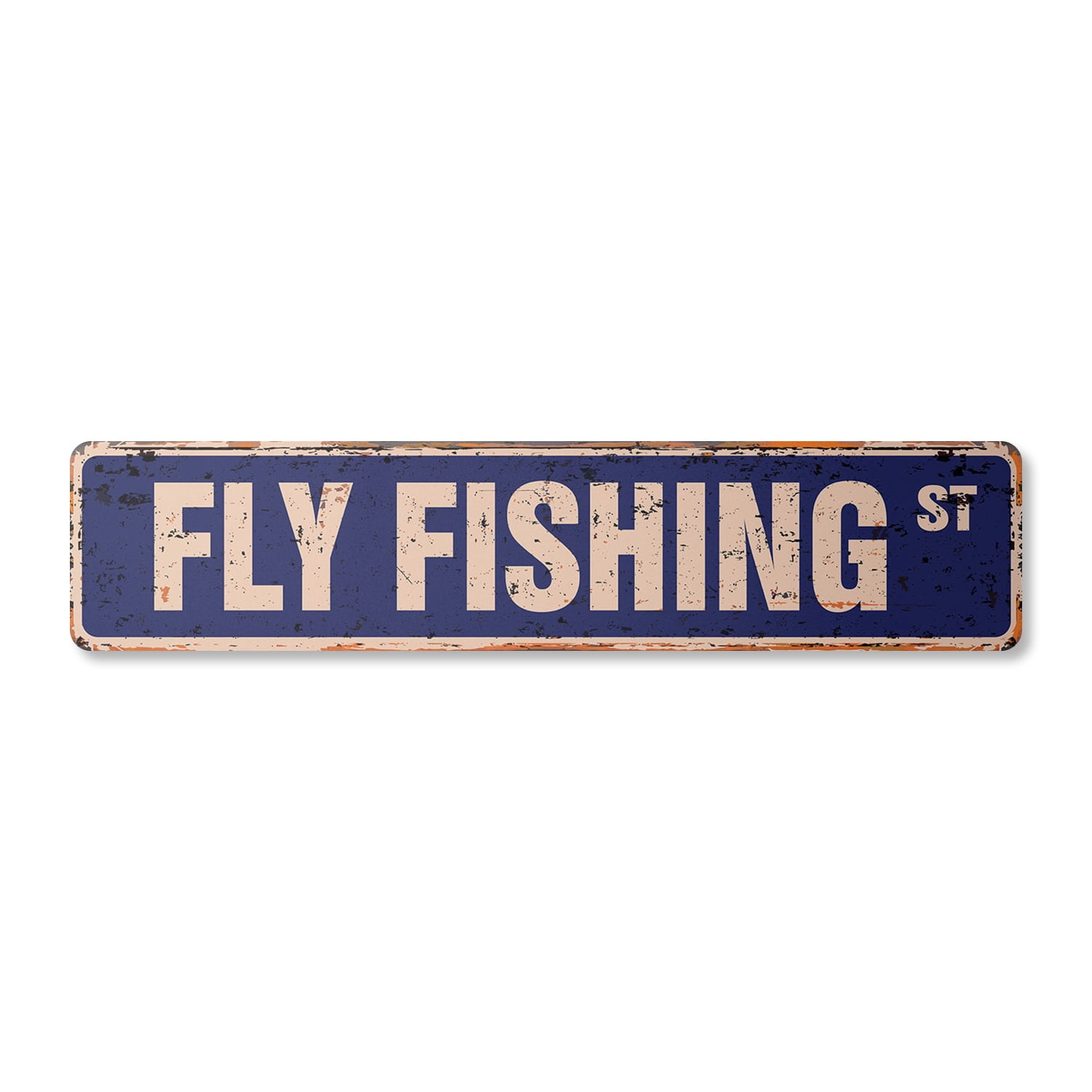 FLY FISHING Vintage Plastic Street Sign rods reel lures fisherman boat ...