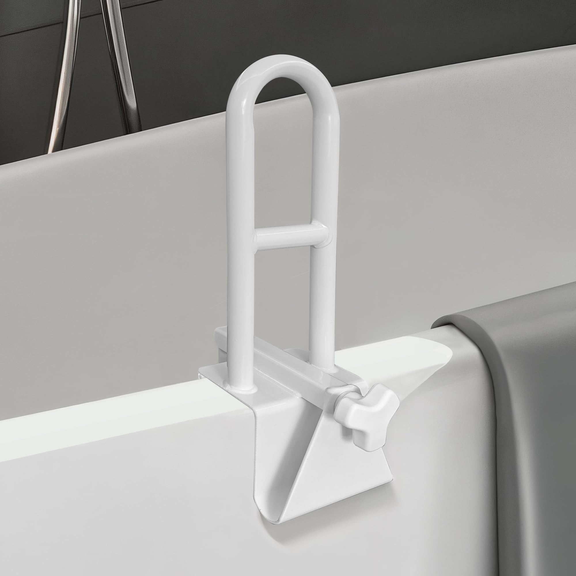 FLY HAWK Bathtub Safety Rail, Adjustable Shower Grab Bar, White Medical ...
