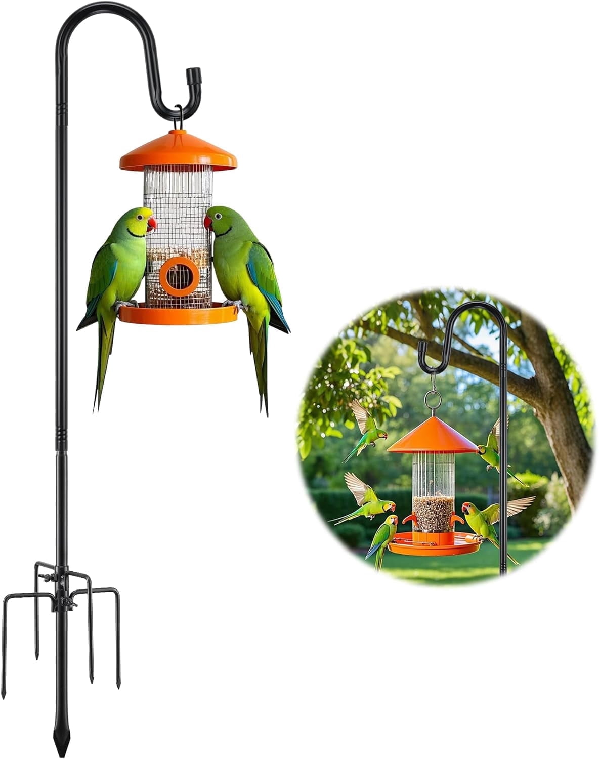 FLY HAWK Shepherds Hooks for Outdoor, 62 Inch Adjustable Garden Hanger ...