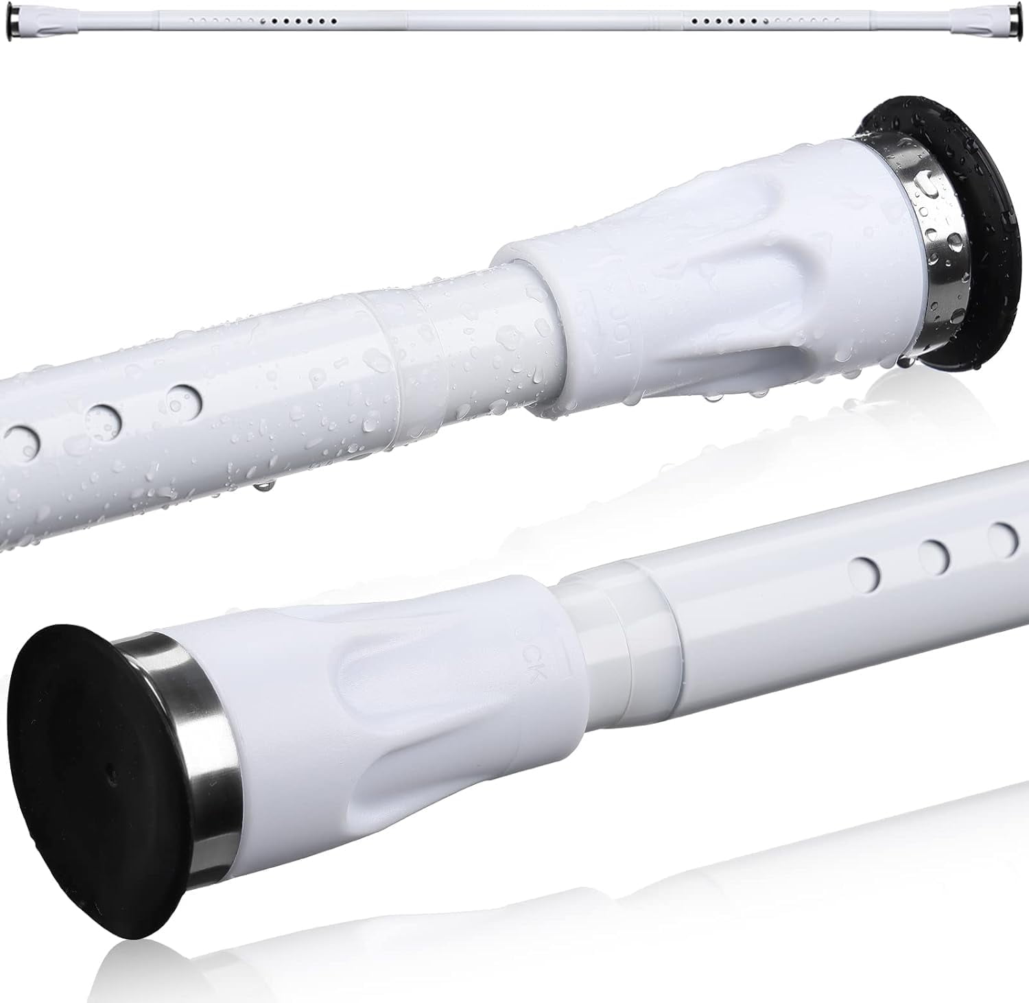 FLY HAWK Shower Curtain Rod No Dill, Heavy Duty Tension Rod, Adjustable ...