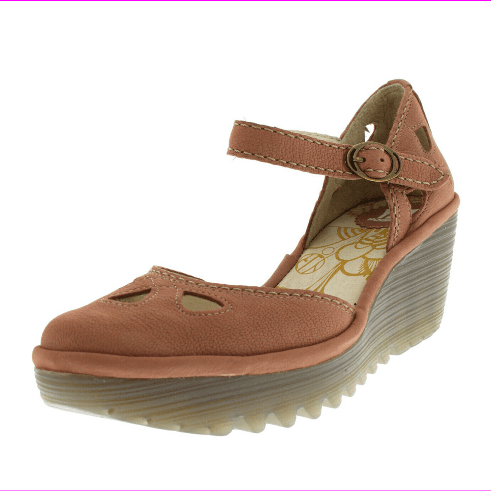 FLY London Leather Slingback Wedges - Palp Rose EU 40 - Walmart.com