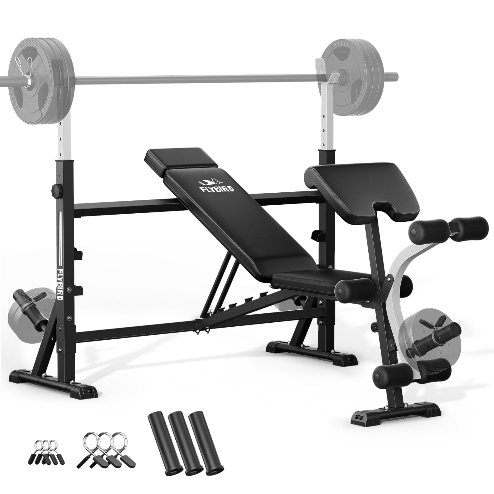 FLYBIRD Olympic Weight Bench - Adjustable Press with Rack, Leg ...