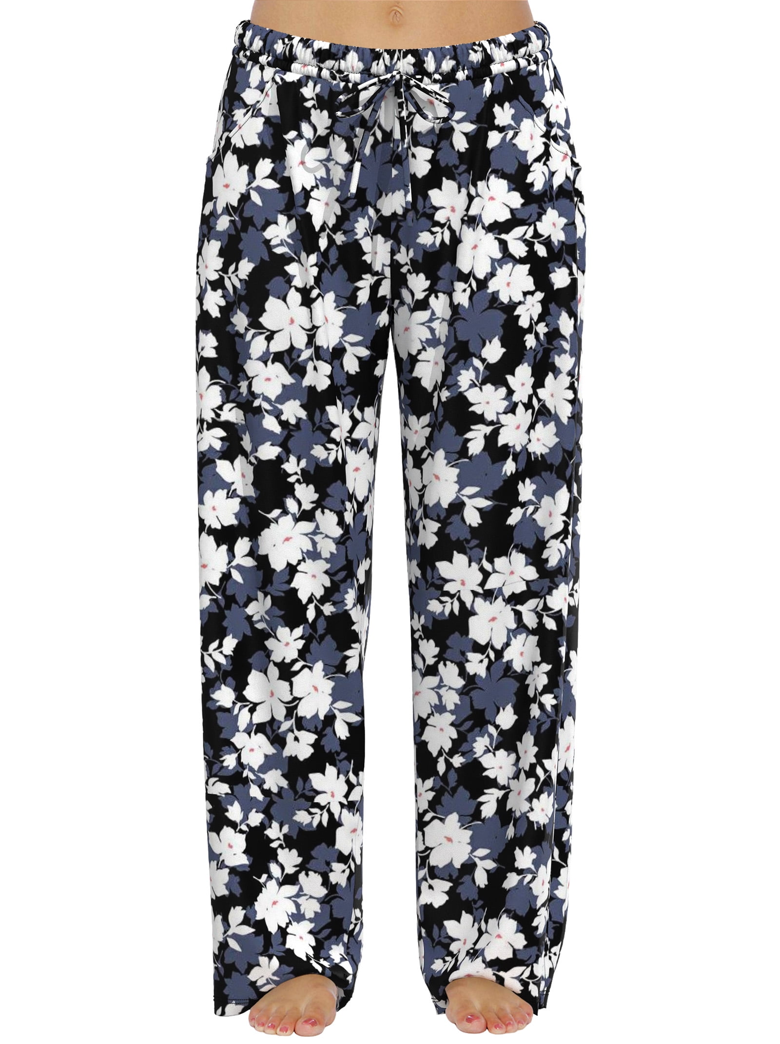 FLYCURVY Plus Size Women Pajama Pants Soft Long Sleep Lounge Pants ...