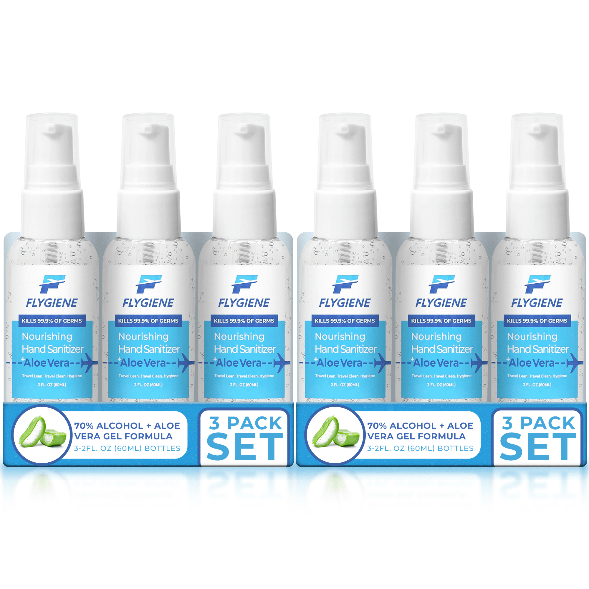FLYGIENE - Travel Size 2oz (6 Pack) | Alcohol + Aloe | TSA Approved ...