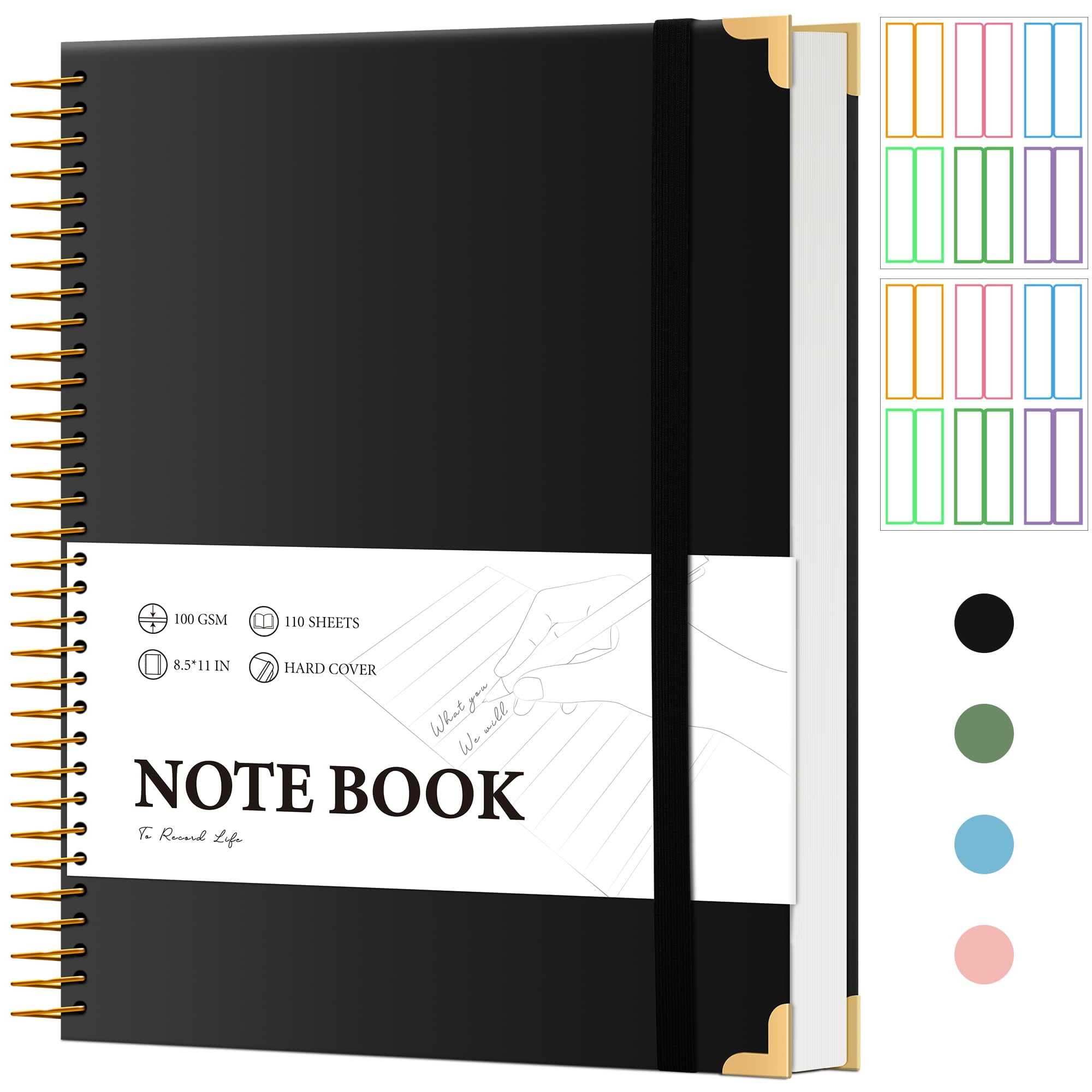 FLYING EAGLE Black Spiral Notebook College Ruled 8.5 X 11 with Tab ...