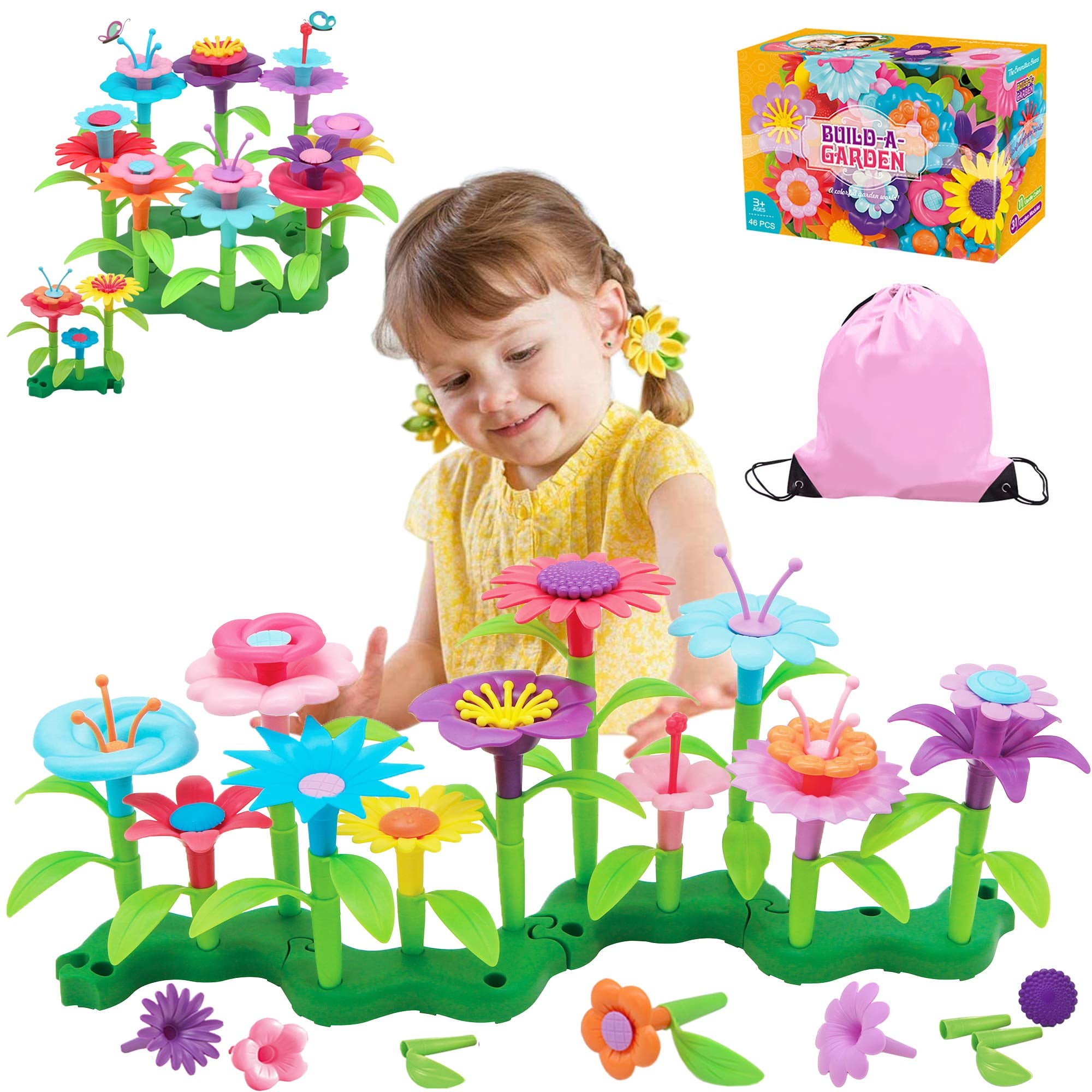 FLYINGSEEDS 46 PCS Flower DHF10 Garden Building Toys for Girls, STEM ...