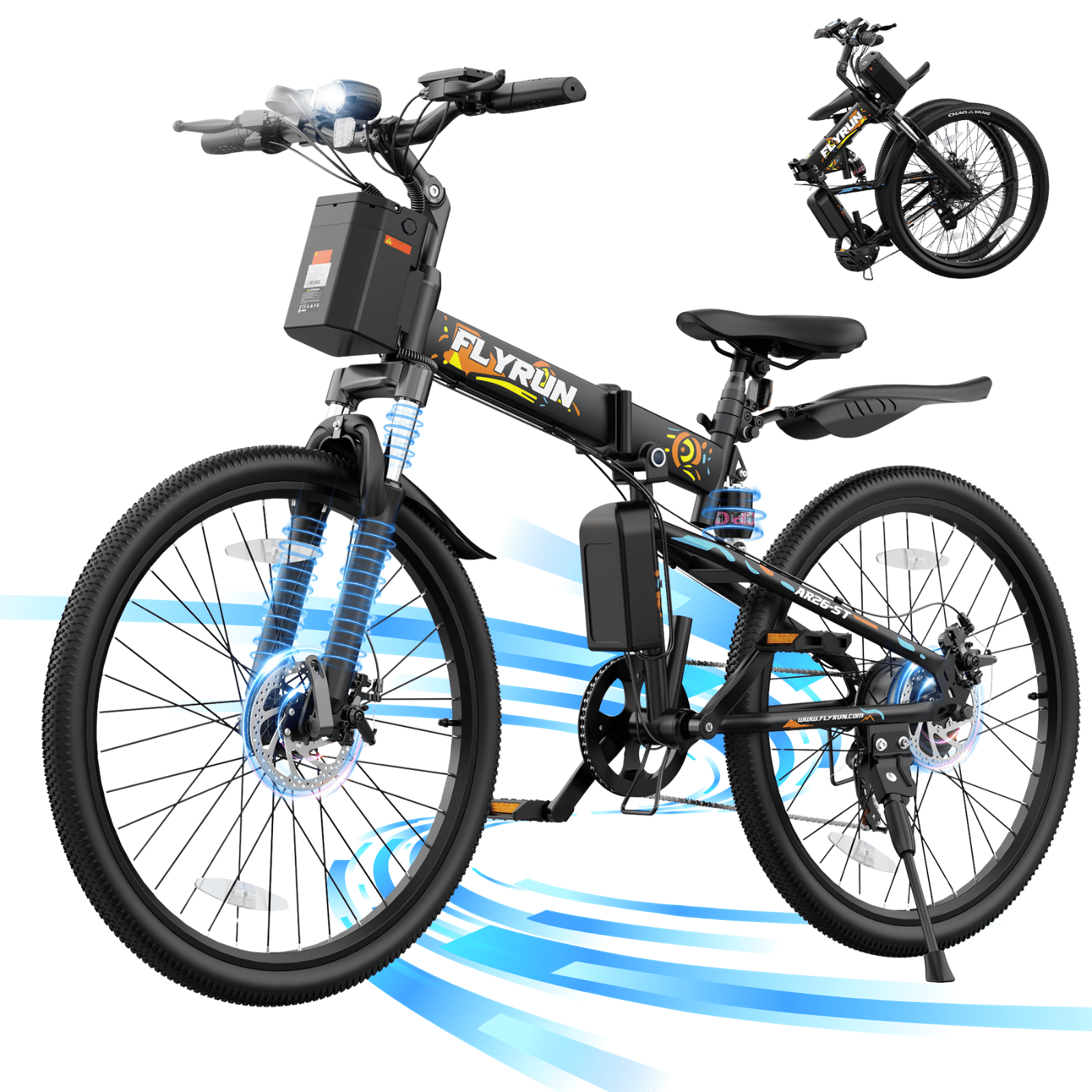 FLYRUN 26" Electric Bike for Adults,Folding Ebike with Peak 750W Motor ...