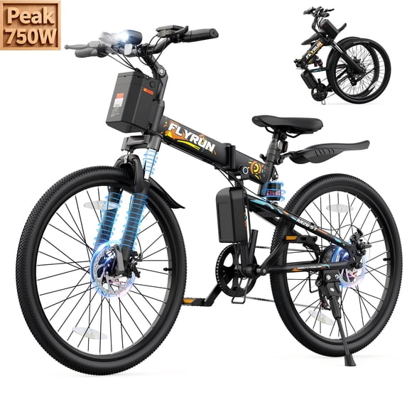 FLYRUN 26" Electric Bike for Adults,Folding Ebike with Peak 750W Motor ...