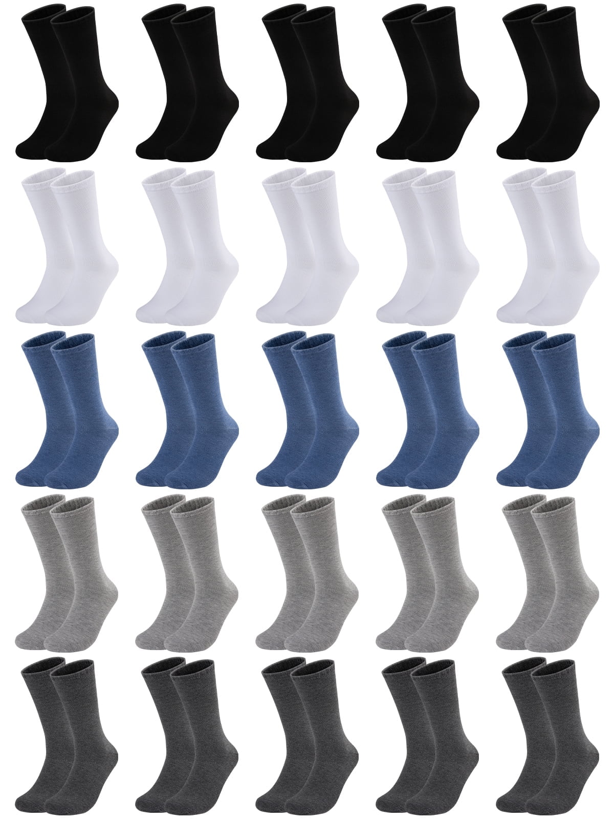 FLYRUN 30 Pairs Mens Lightweight Crew Socks Long Socks - Walmart.com