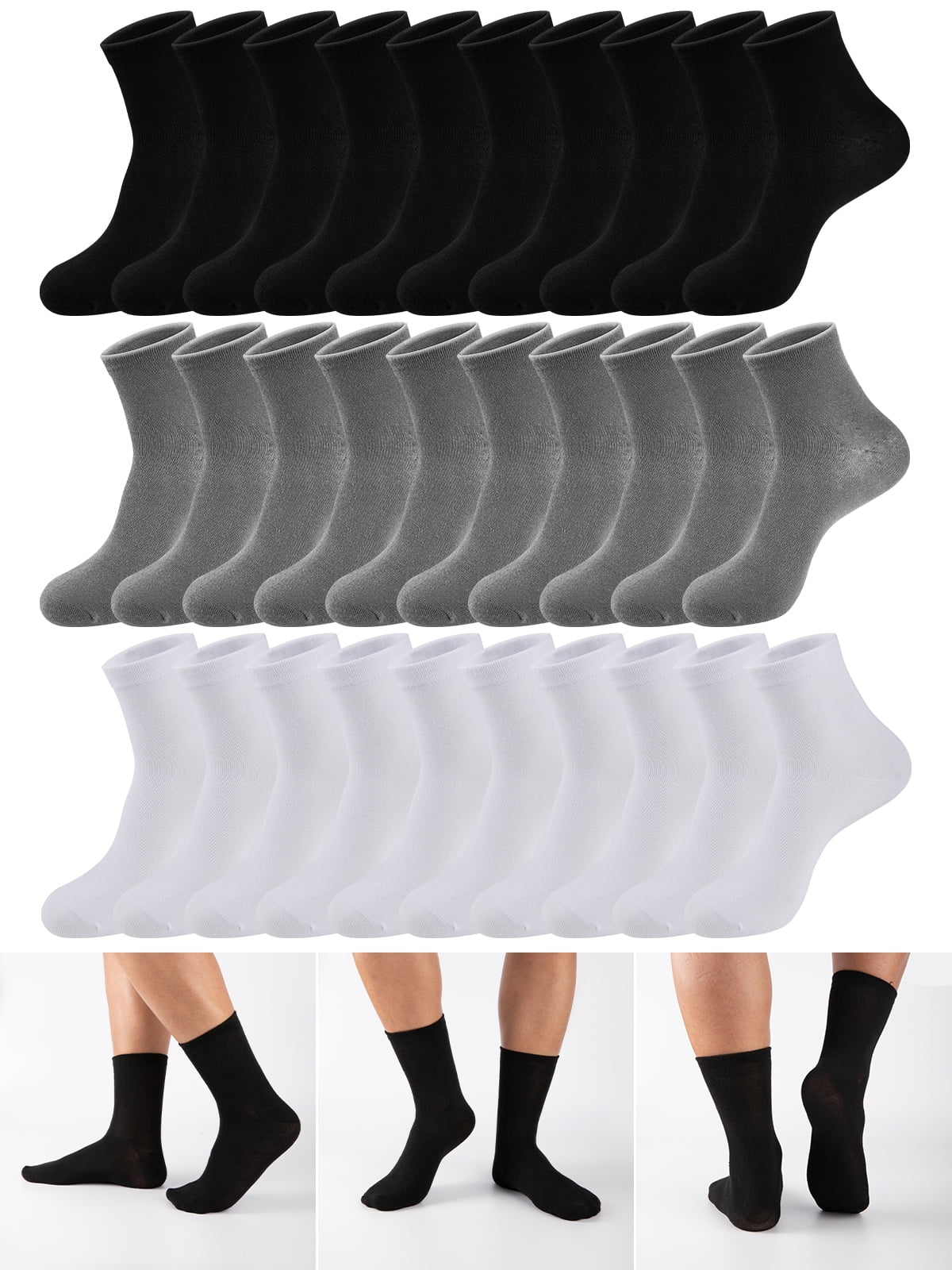 FLYRUN 30 Pairs Mens Lightweight Crew Socks Long Socks Thin - Walmart.com