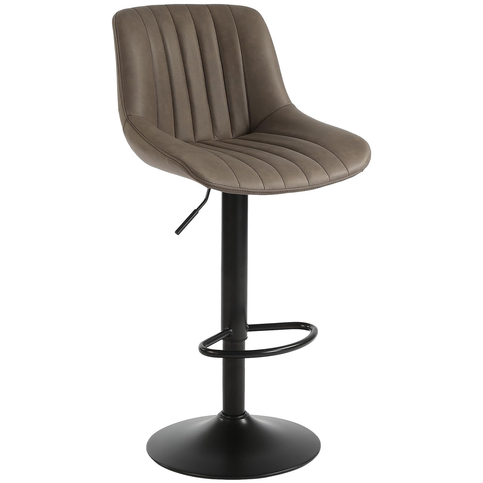FLYSKY Bar Stool Set of 1, Adjustable PU Leather Bar Chairs, Swivel ...