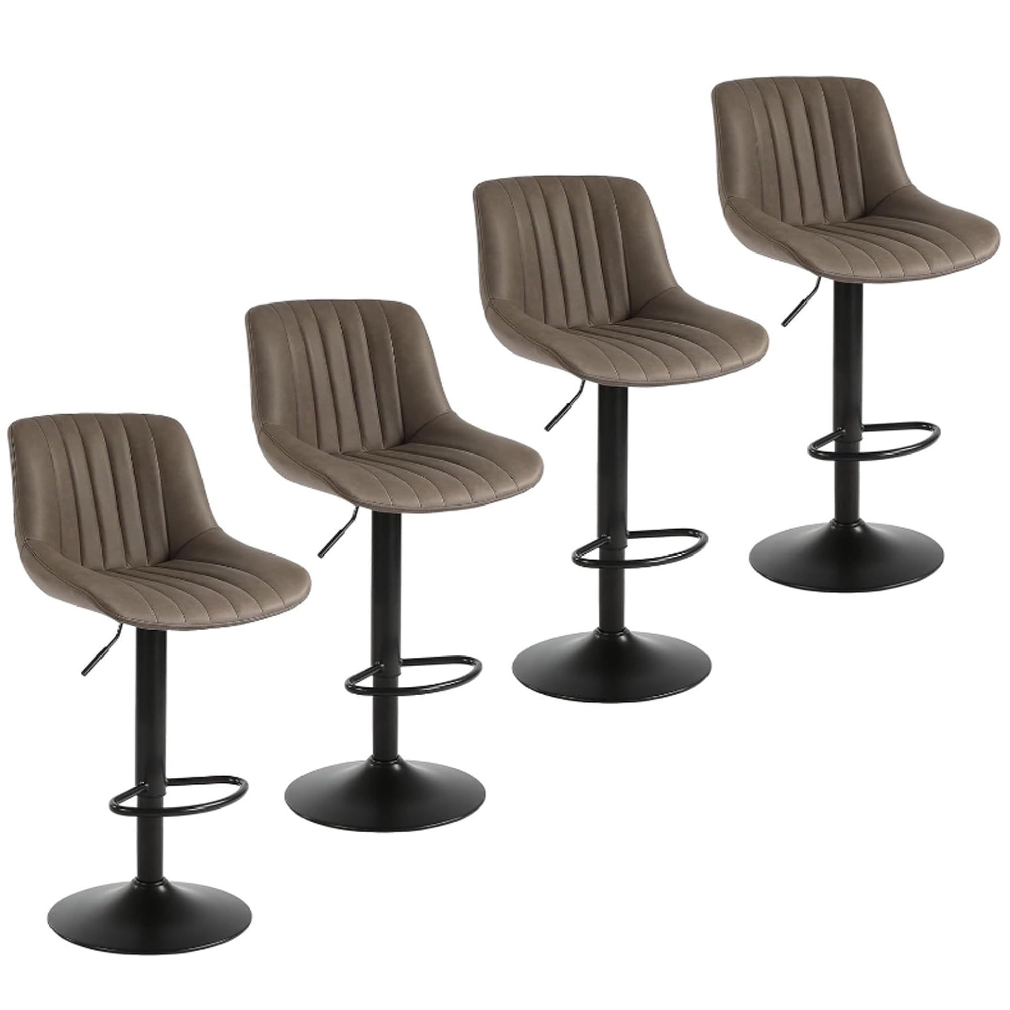 FLYSKY Bar Stools Set of 4, Swivel Counter Height Barstools with Back ...