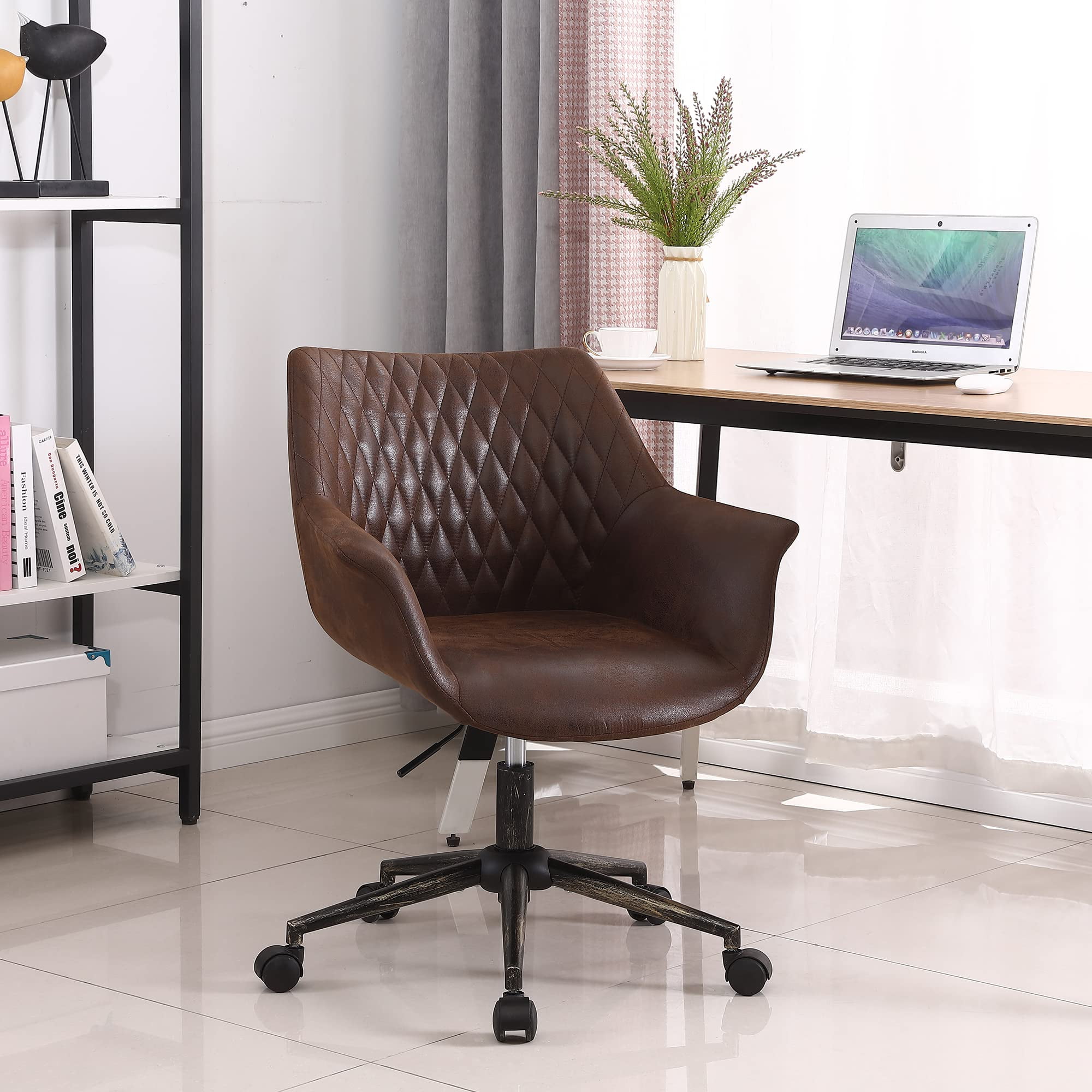 FLYSKY Home Office Desk Chair（250lbs）, Faux Leather Modern Height ...