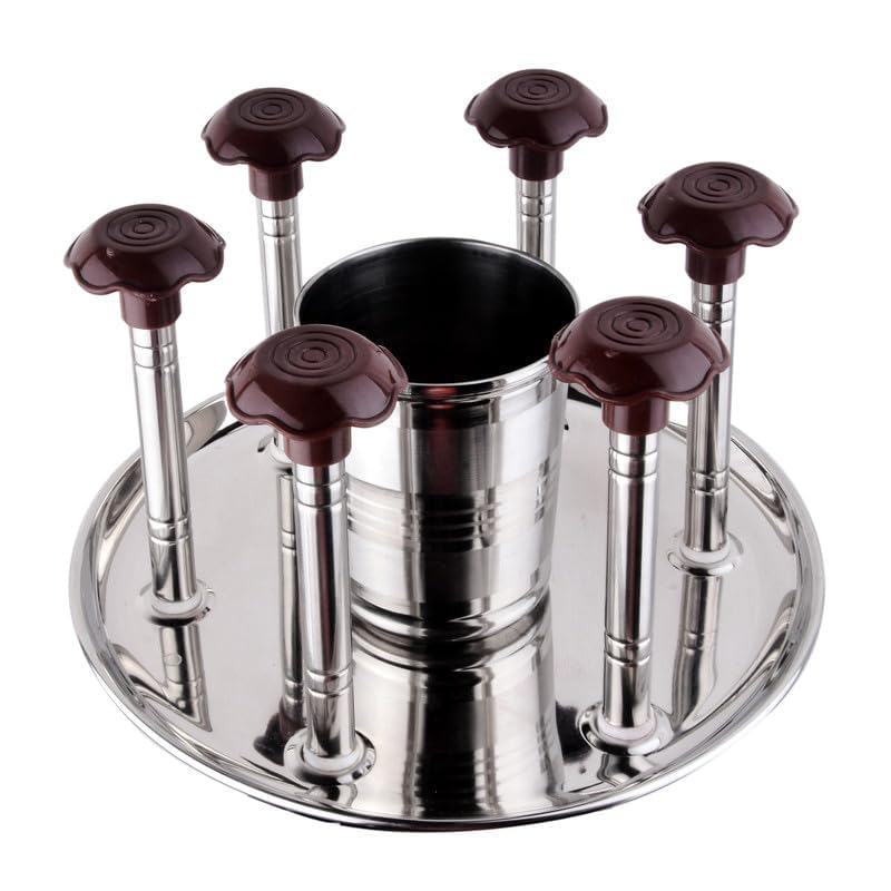FLYUP Stainless Steel Glass and Spoon Organiser for 6 Glasses and ...