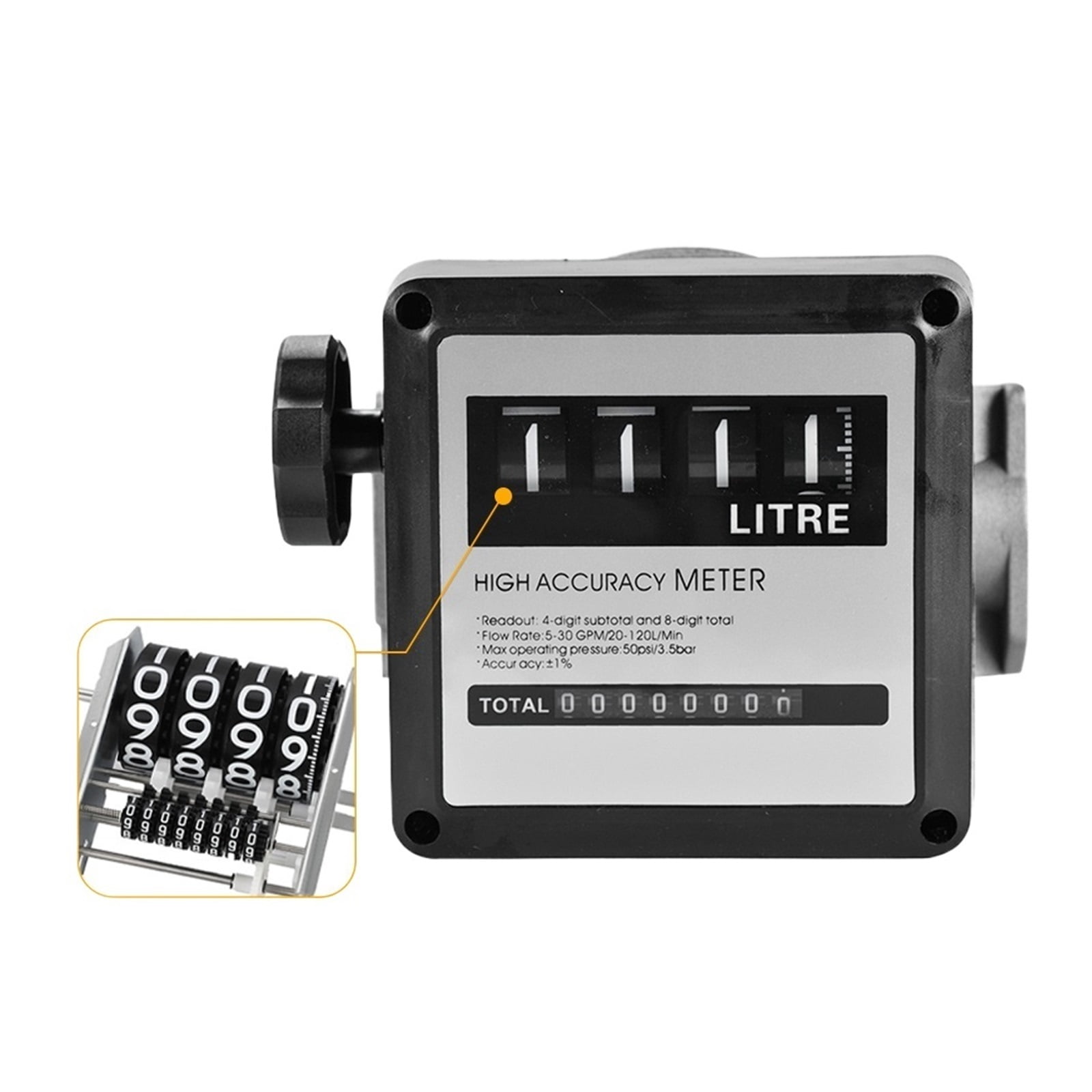 FM-120 4 Digital Gasoline Fuel Oil Flow Meter Counter 20-120L/Min ...