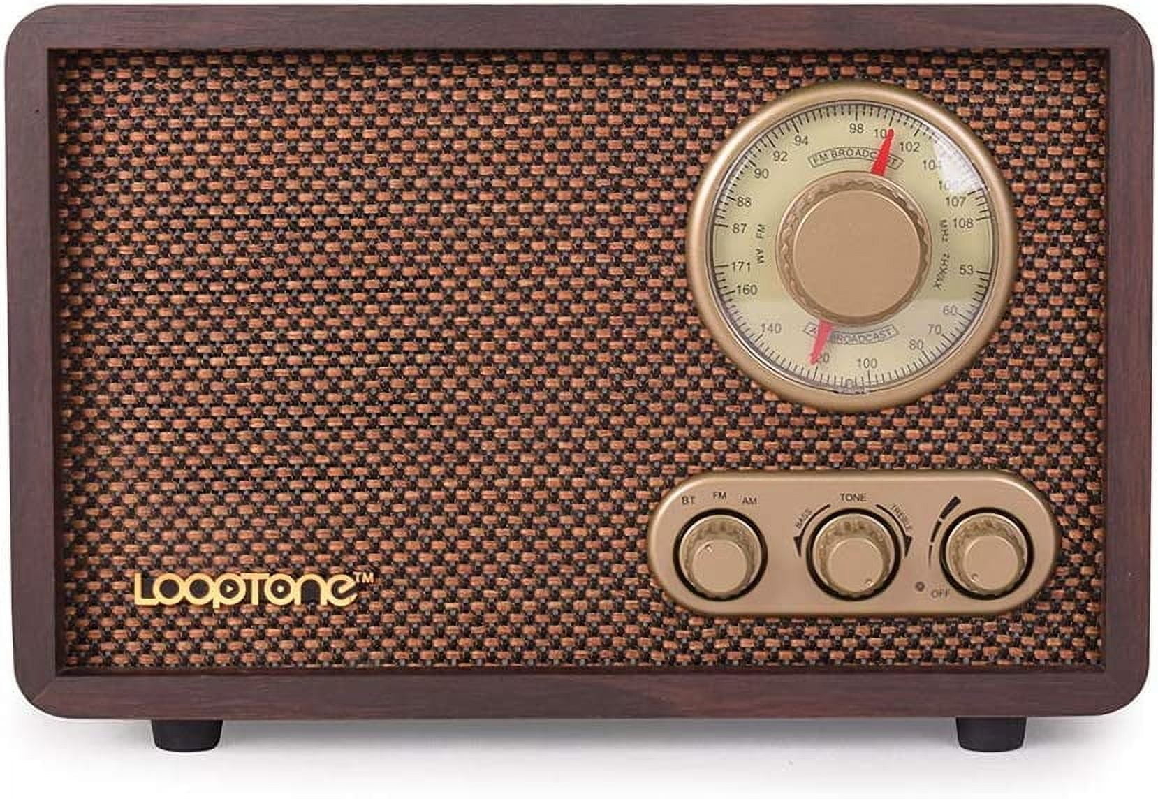 FM AM Radio Retro Wood Radio with Bluetooth Play Mp3 and Antenna Built ...
