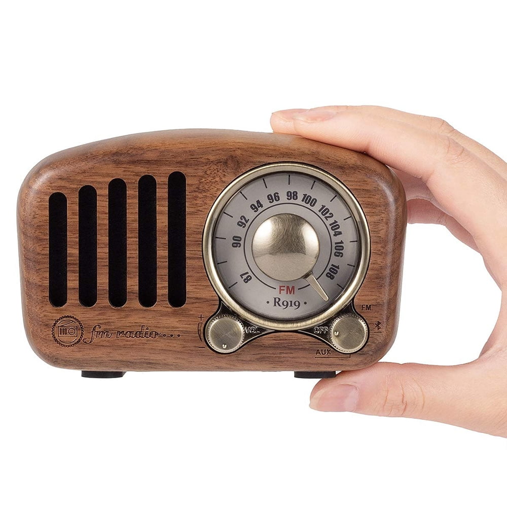 FM FM Classic Wooden Retro Radio Small, Portable Radio with Bluetooth ...