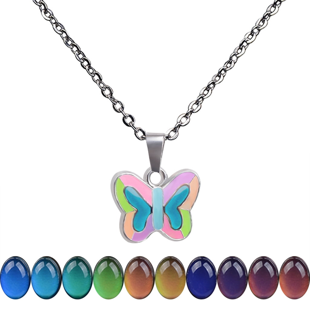 FM FM42 Temperature Sensing Color Changing Butterfly Pendant Necklace ...