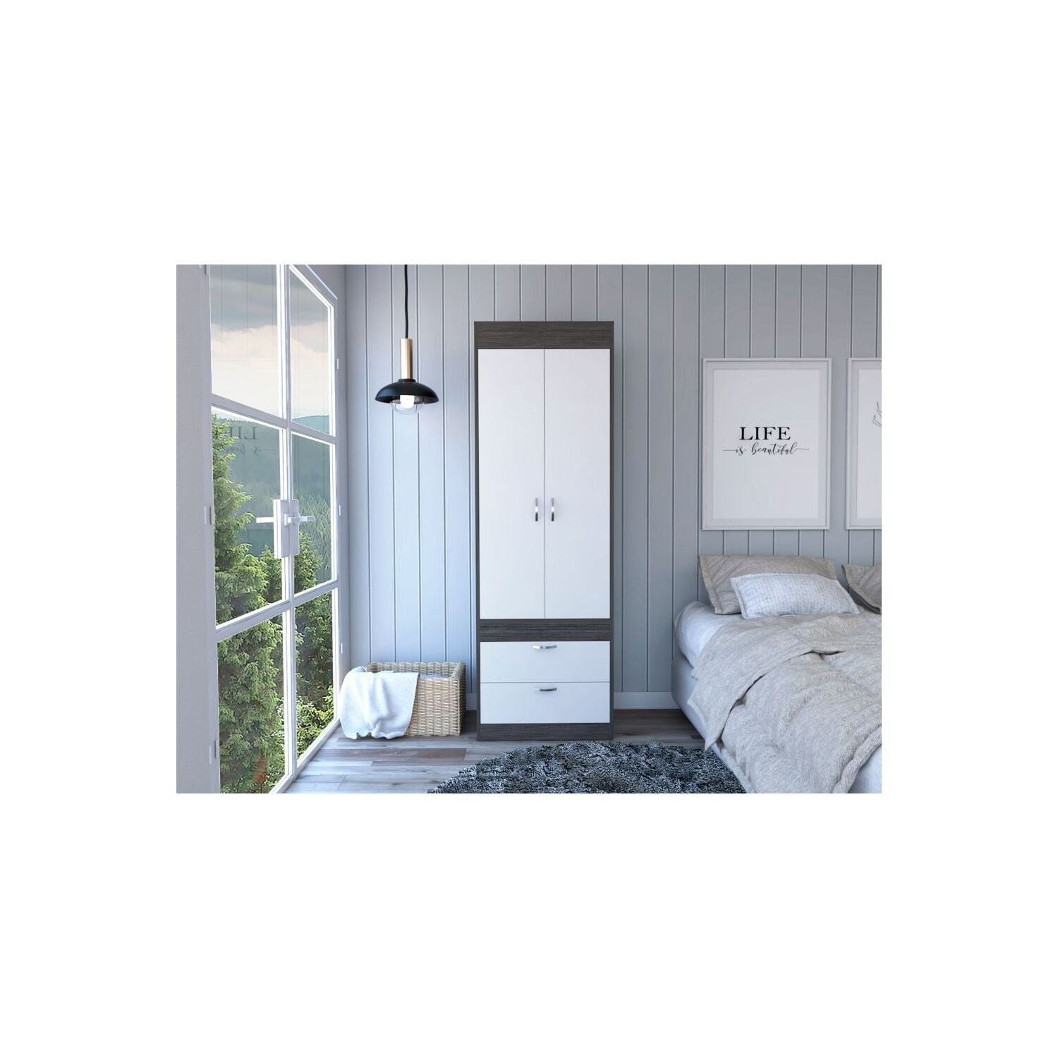 FM FURNITURE Alabama Armoire, One Large Cabinet, Two Drawers - Walmart.com