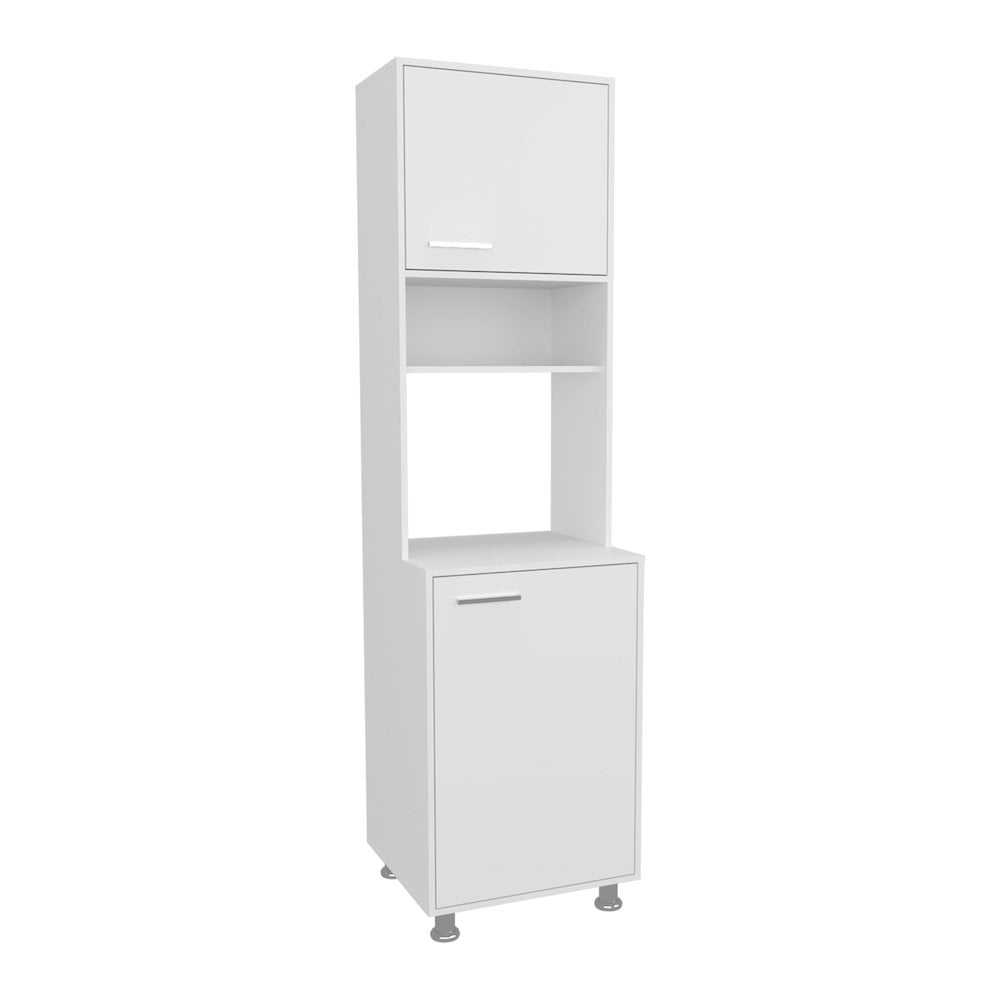 FM FURNITURE Buckeye Kitchen Pantry with Open Storage and 2 Doors White ...