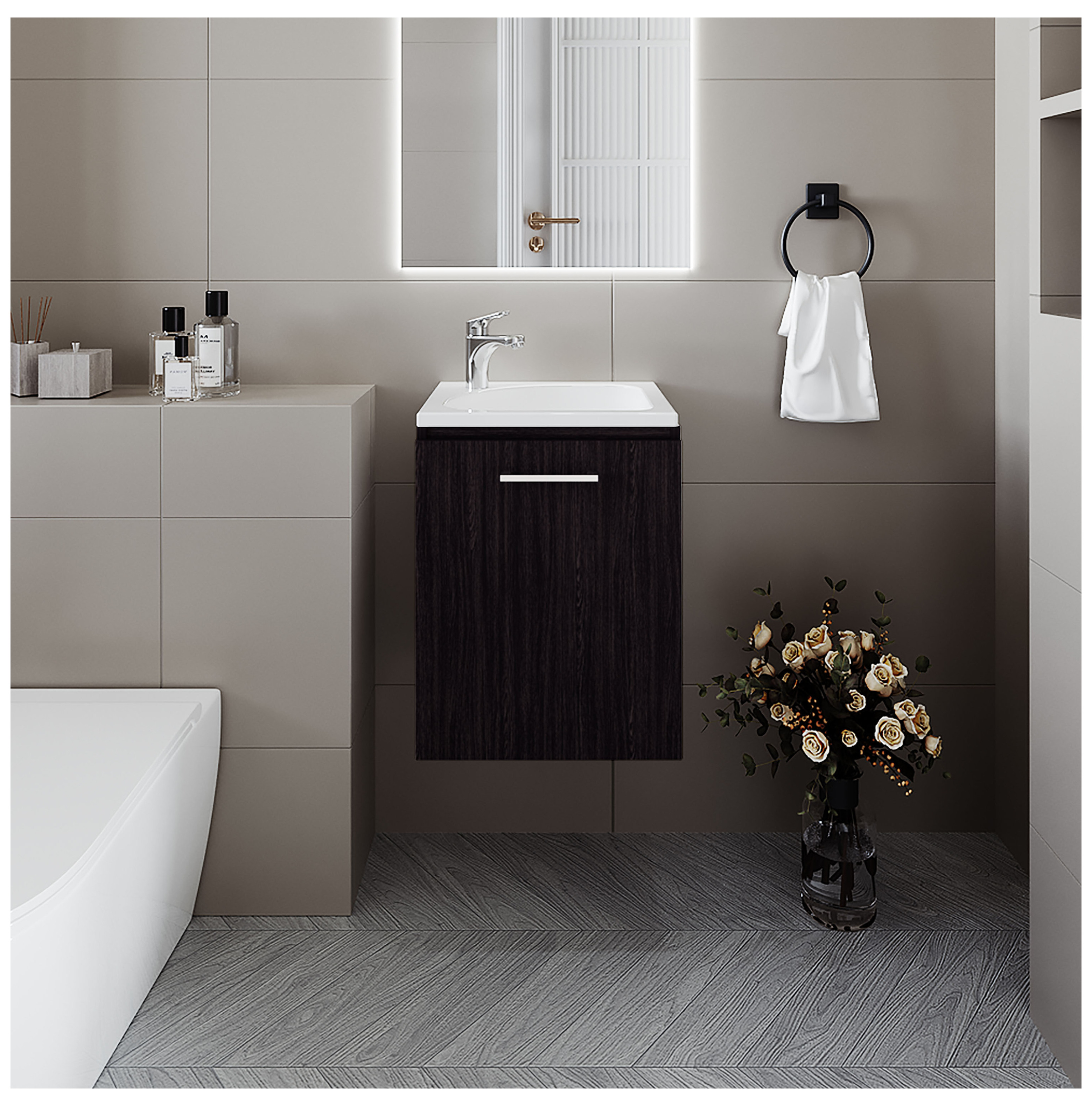 FM FURNITURE Haigleer Creek Bathroom Vanity with Integrated Sink, Wenge ...