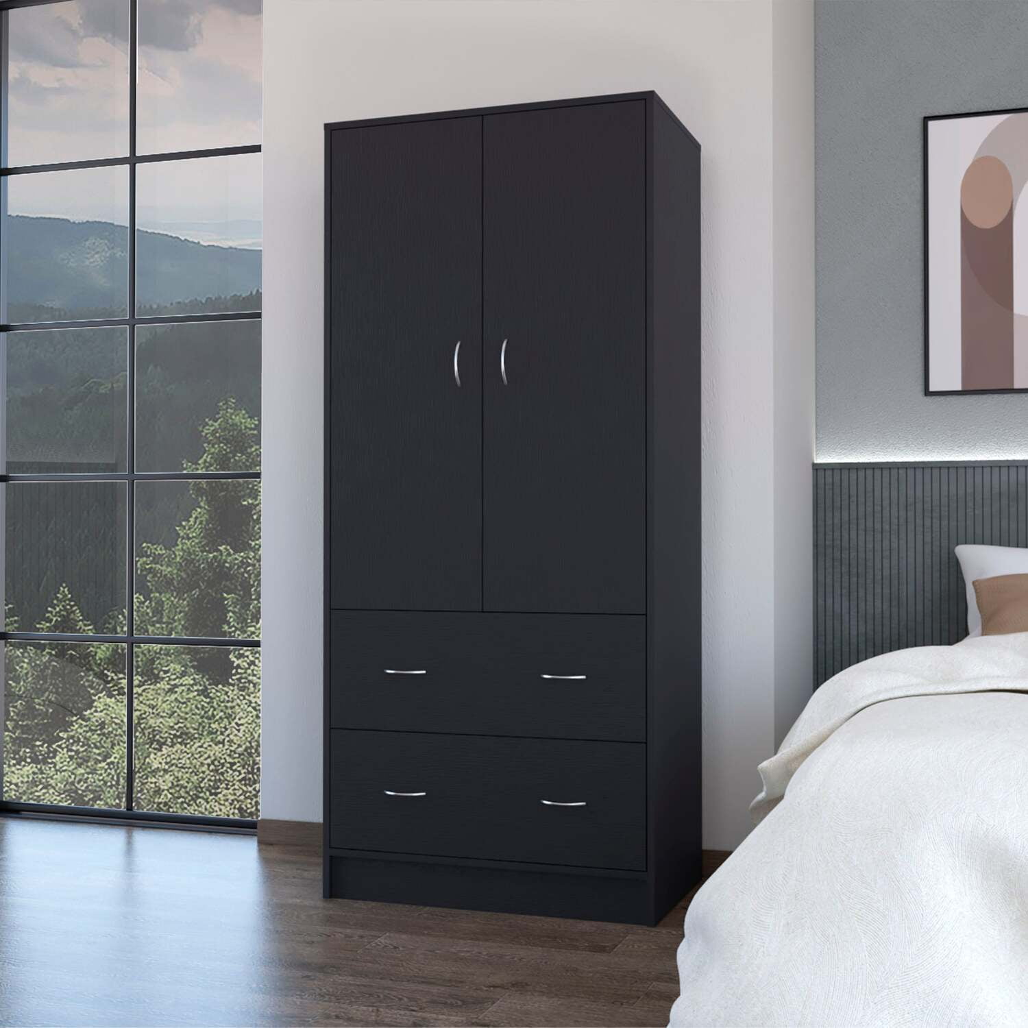 FM FURNITURE Wenden Wardobre with 2 drawers, 2 doors, ample storage and ...