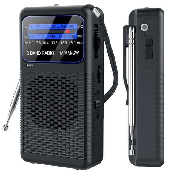 FM AM SW 3 Band Pocket Radio, Portable Battery Operated Shortwave Radio ...