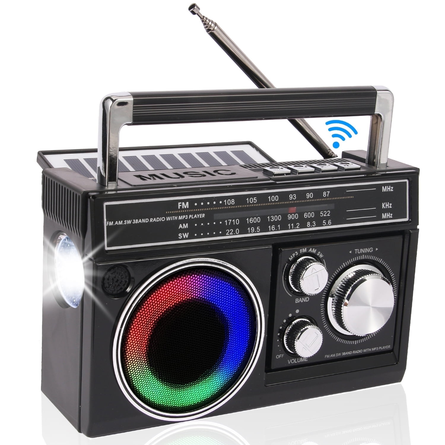 AM FM SW Radio Portable with Bluetooth Speaker, Illumination, USB TF ...