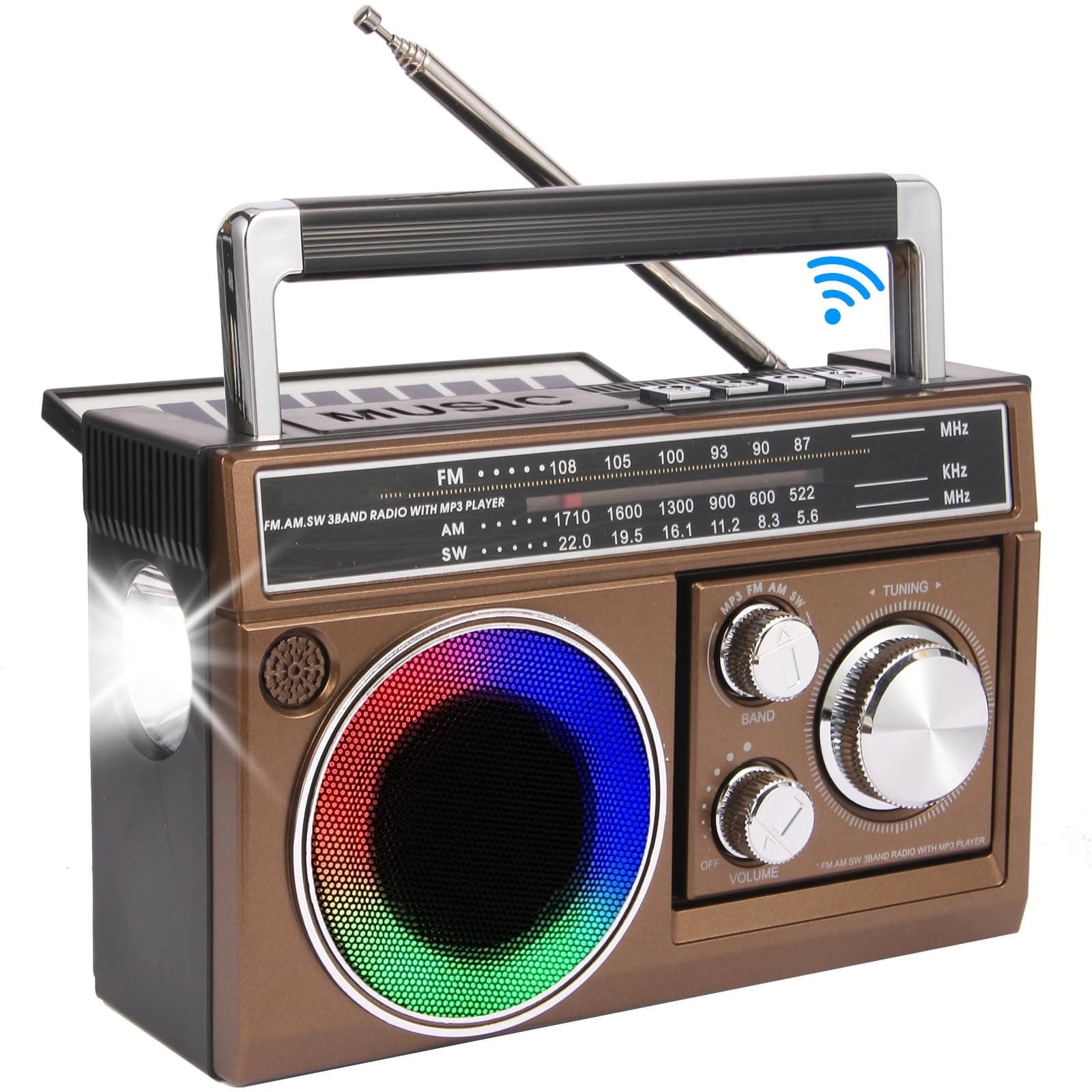 AM FM SW Radio Portable with Bluetooth Speaker, Illumination, USB TF ...