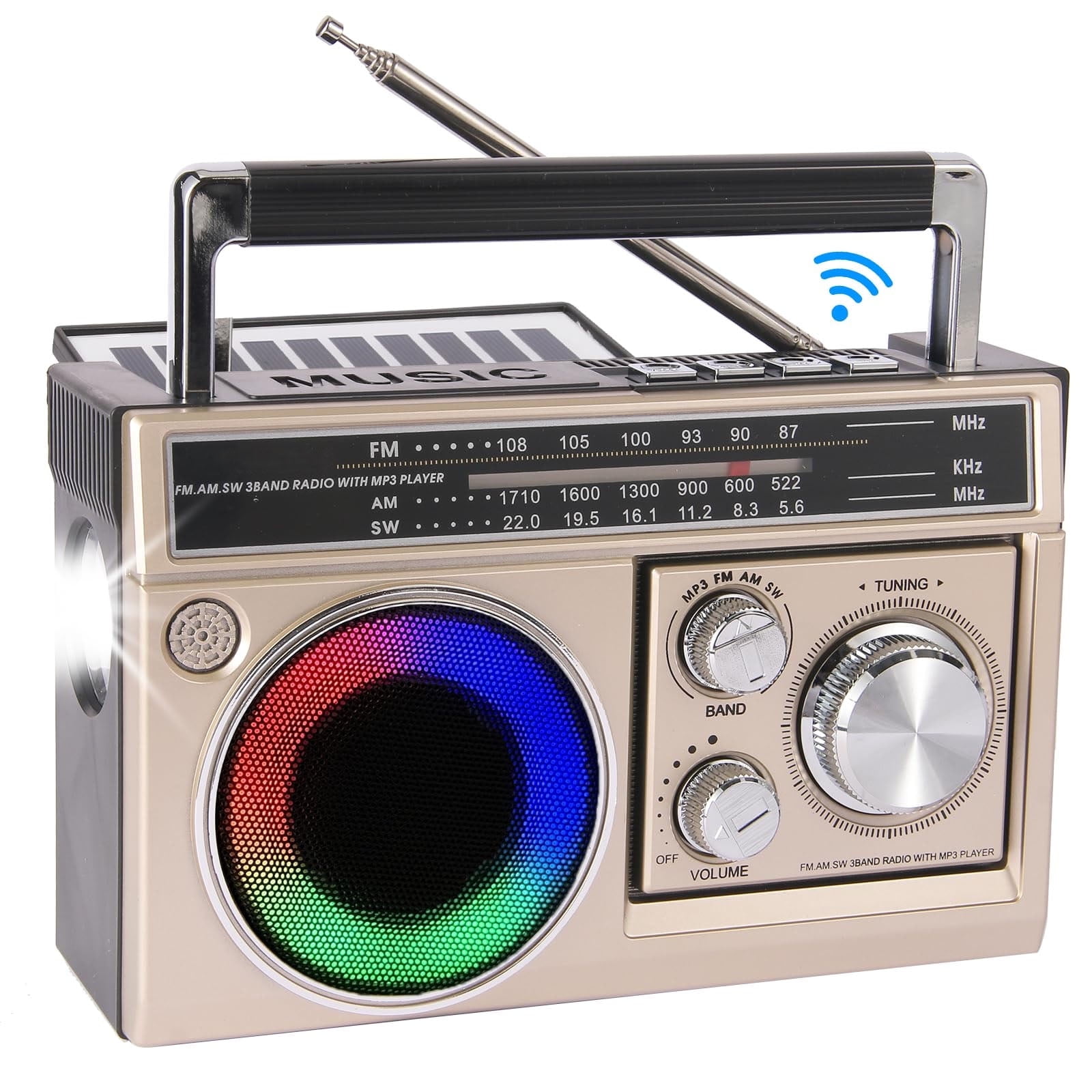 AM FM SW Radio Portable with Bluetooth Speaker, Illumination, USB TF ...
