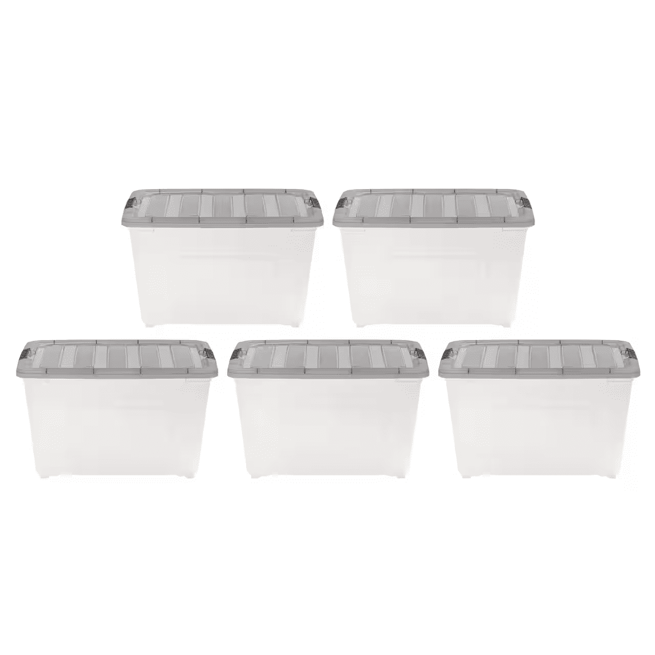Fm Stack And Pull Clear Plastic Storage Boxes With Gray Lid 13 Gal 5